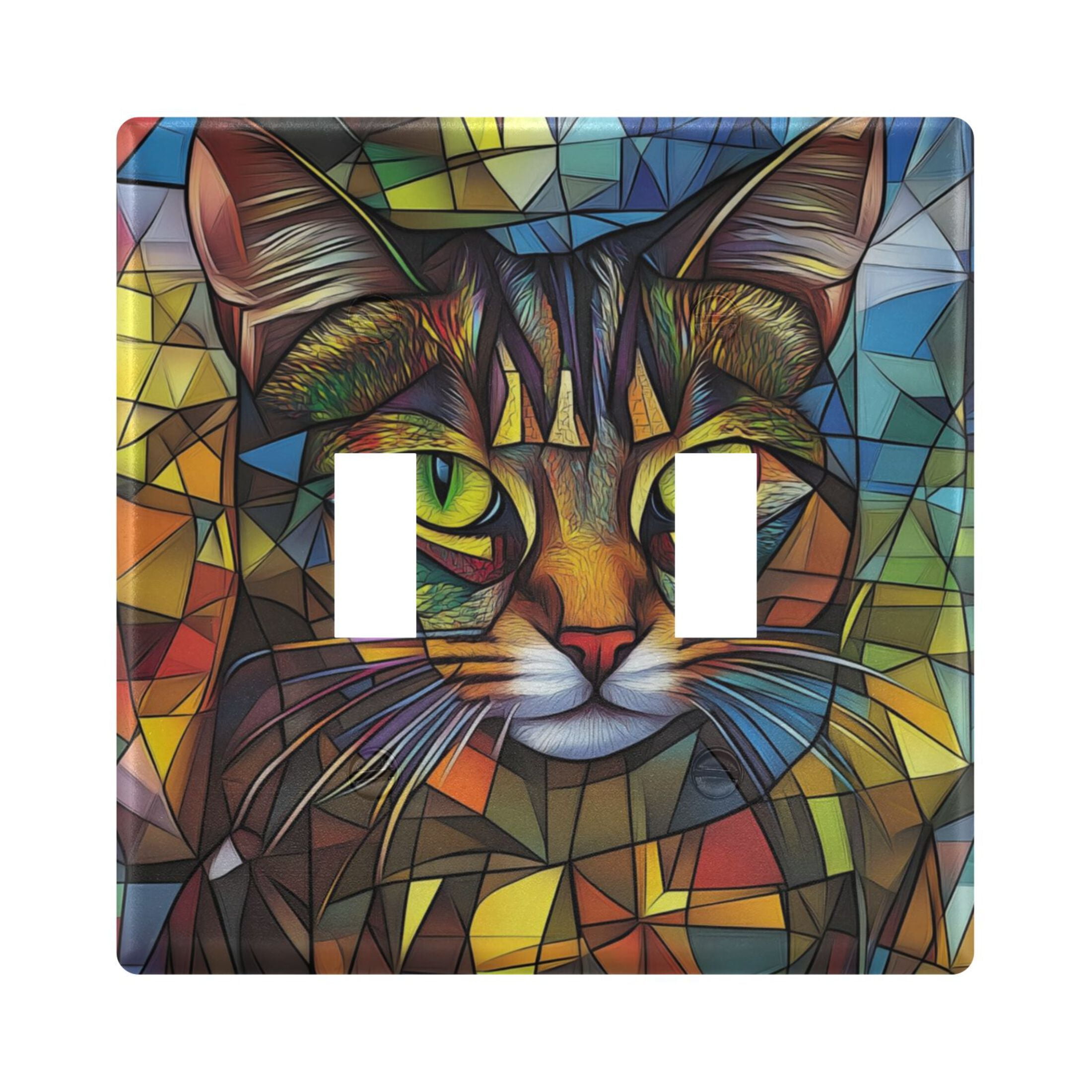 WOBOGO Stained Glass Civet Cat 2-hole Switch Plates PC Flame Retardant ...