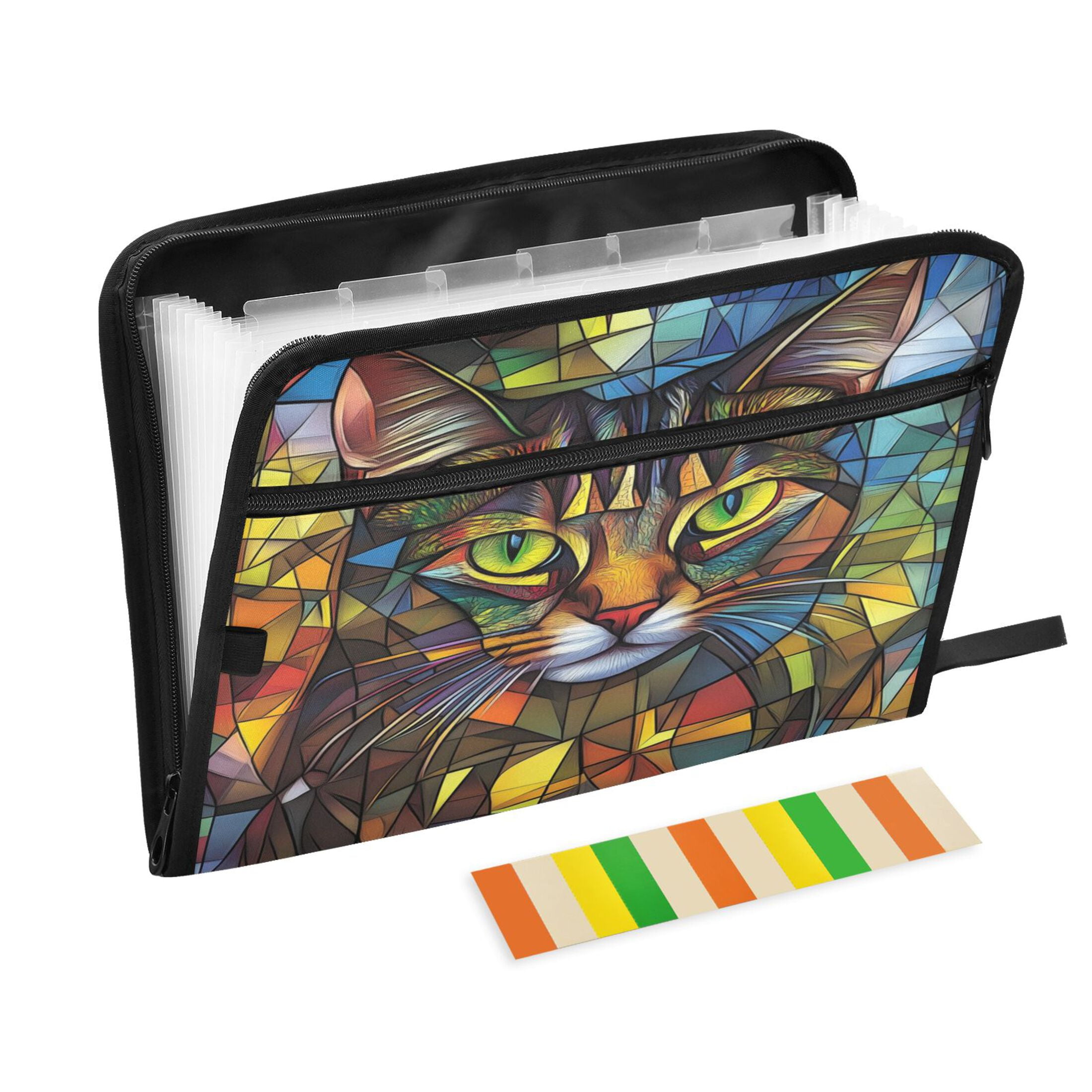 WOBOGO Stained Glass Civet Cat Expanding File Folder Letter Size ...