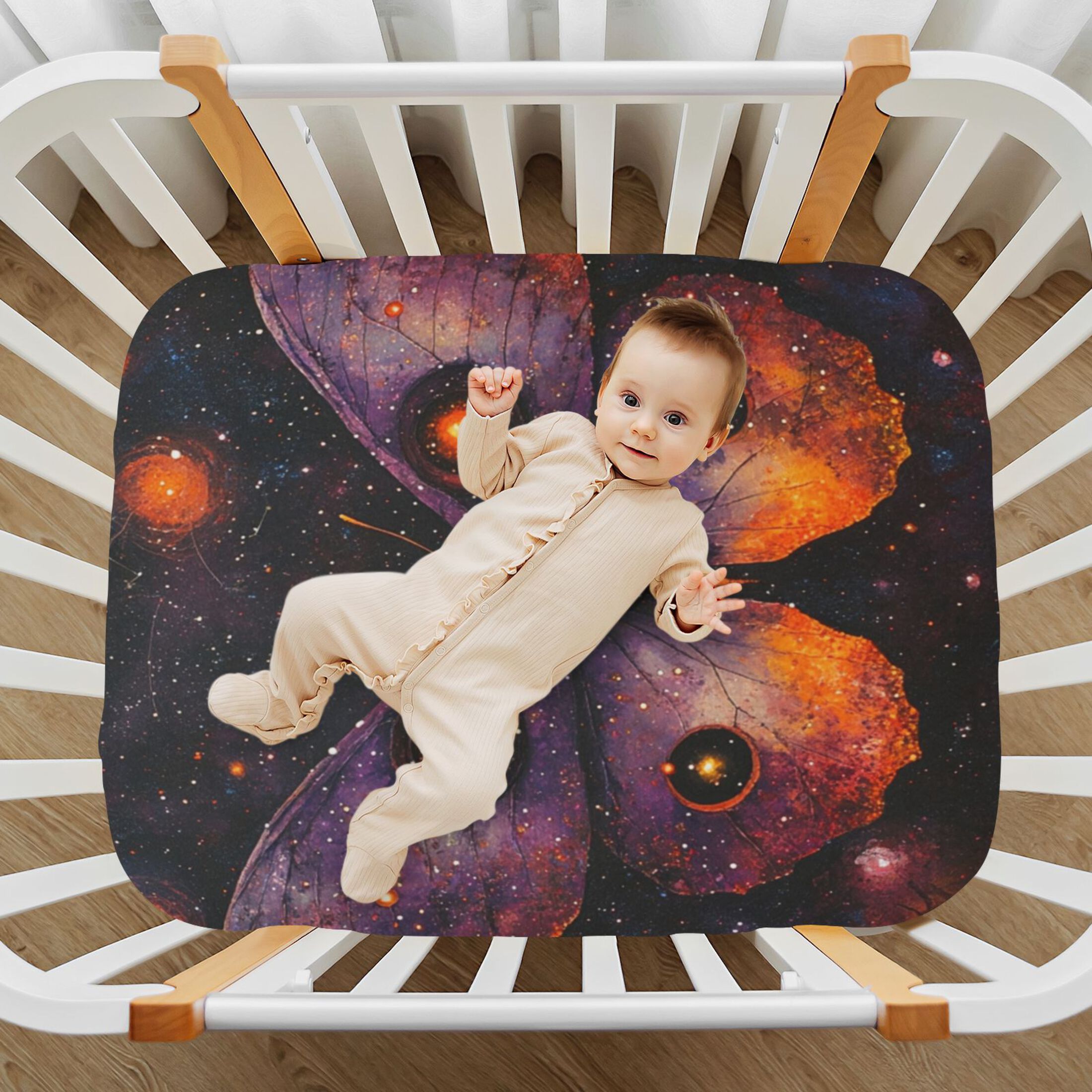 WOBOGO Star Purple Butterfly Baby Crib Sheets Super Soft Microfiber ...