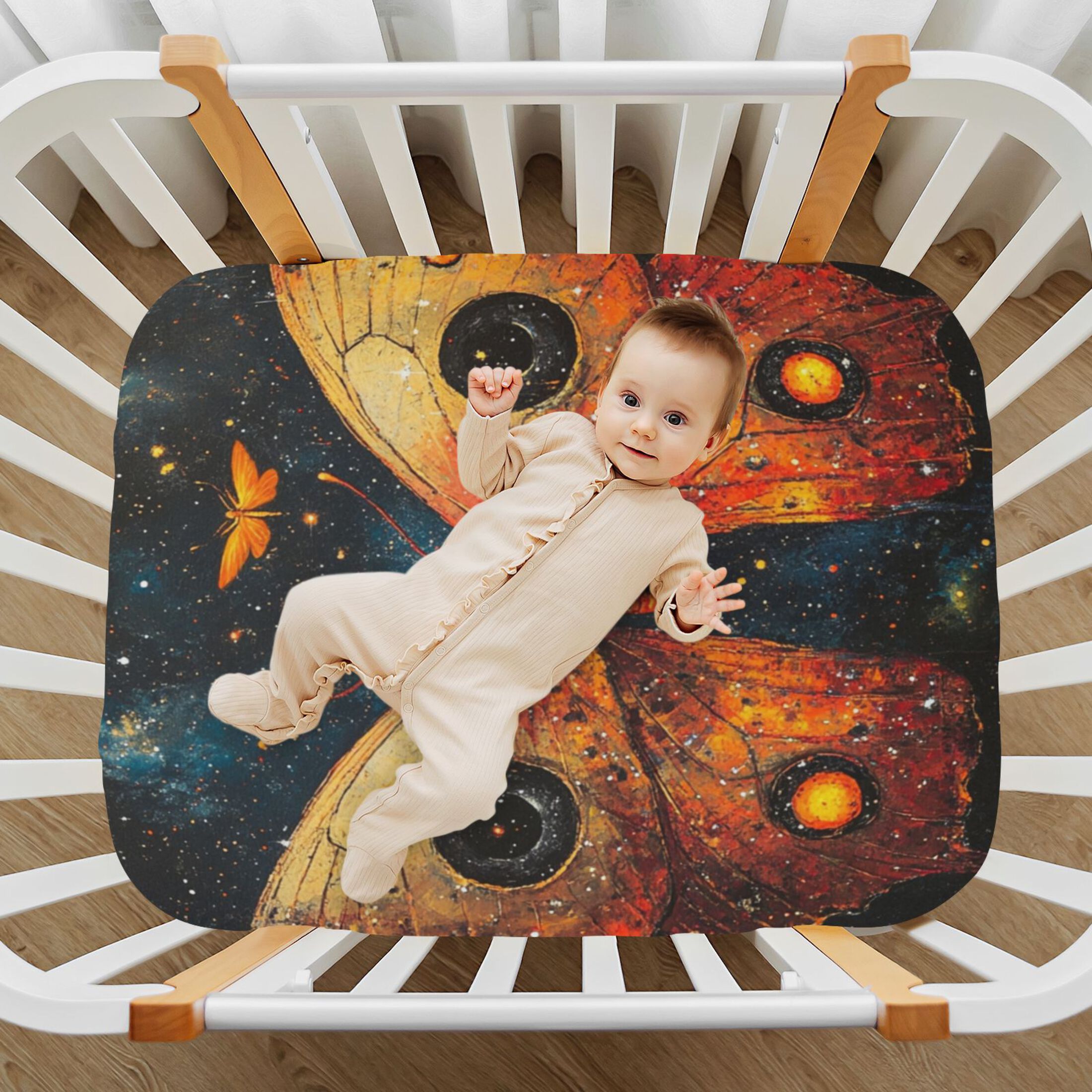 WOBOGO Star Red Butterfly Baby Crib Sheets Super Soft Microfiber ...