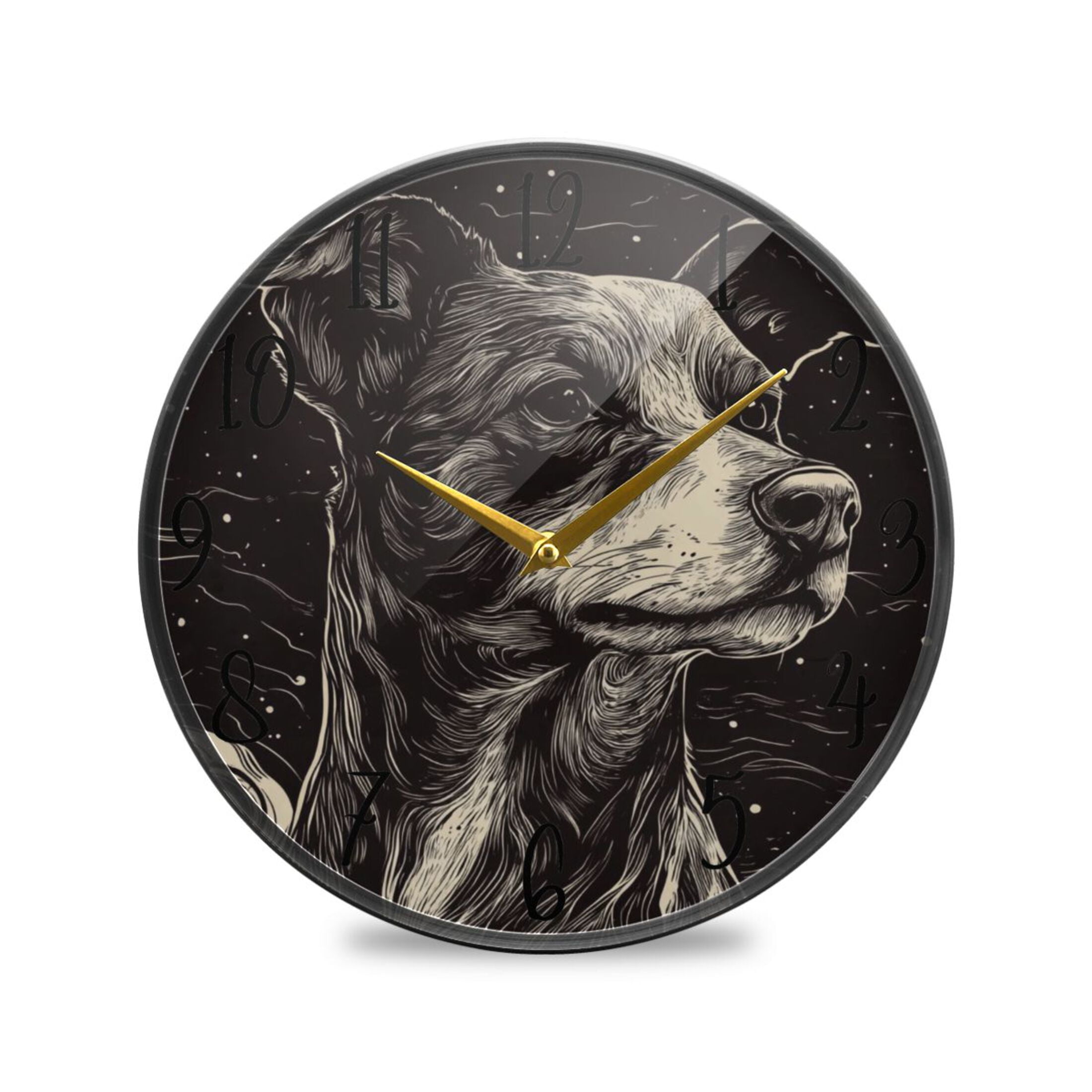 WOBOGO Starlight Dog Pattern Acrylic Wall Clock Battery Operated 9.5in ...