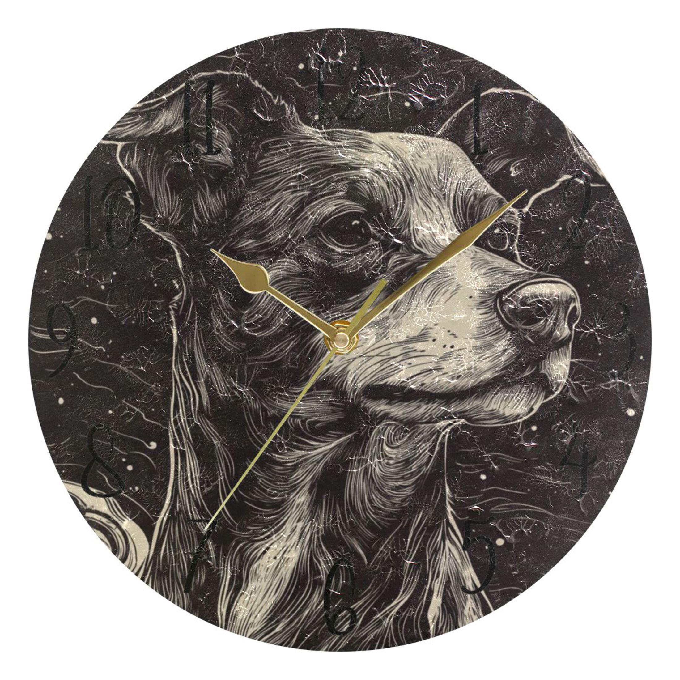 WOBOGO Starlight Dog Pattern Wall Clock 10in Silent Mechanism Battery ...