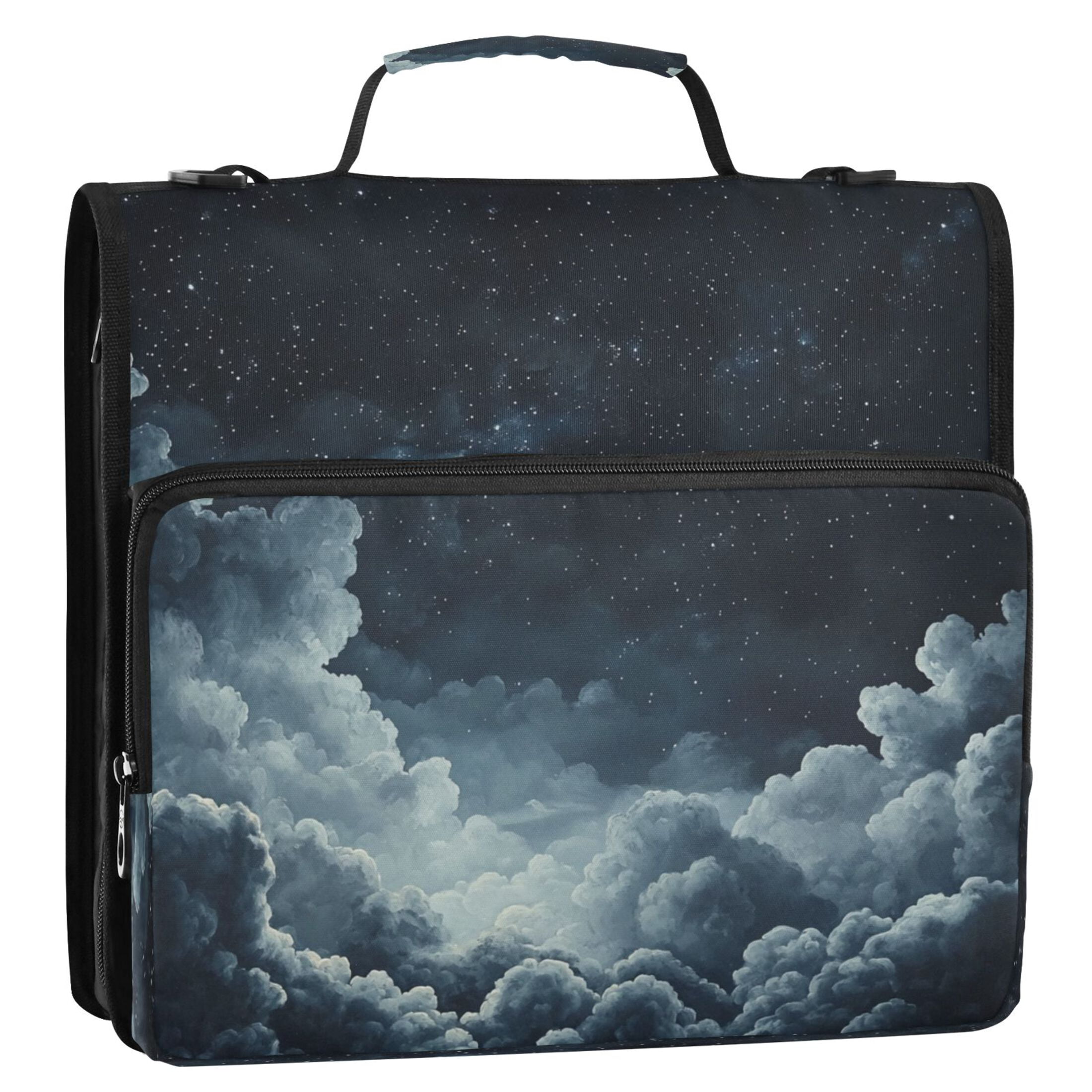 WOBOGO Starry Night Sky Picture Ring Binder Bag 1.5in Folder Organizer ...