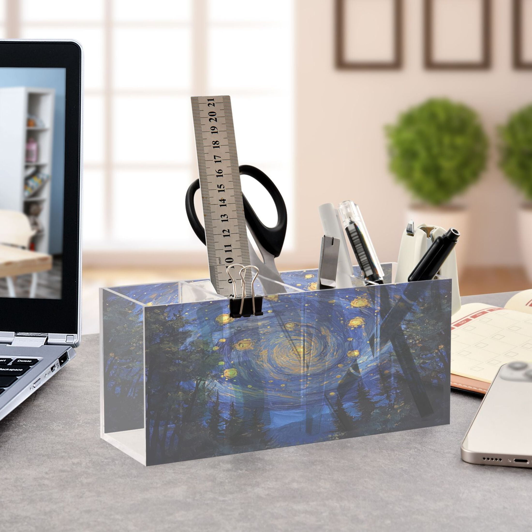 WOBOGO Starry Night Sky with Fireflies Acrylic Pen Holder 4 ...