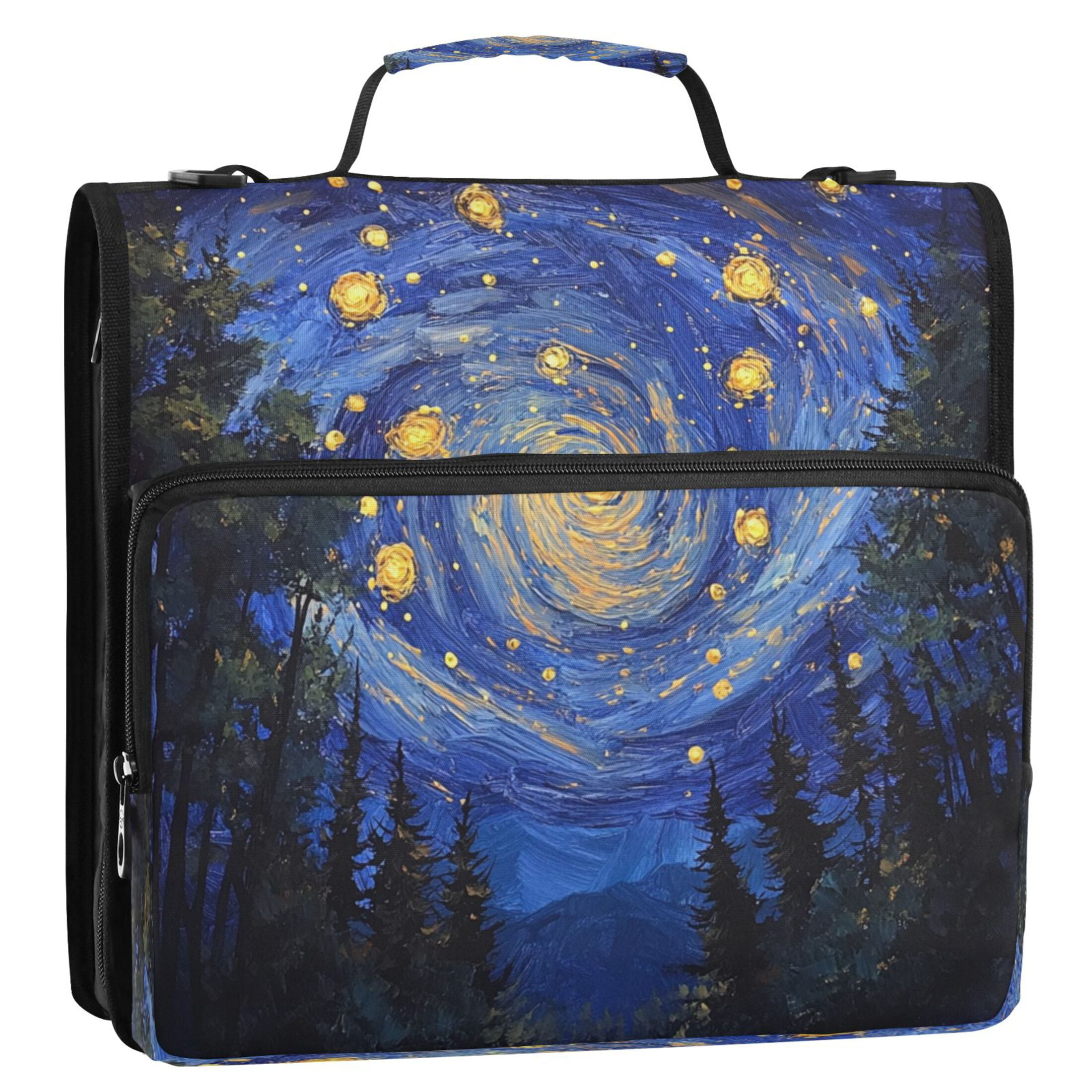 WOBOGO Starry Night Sky with Fireflies Ring Binder Bag 1.5in Folder ...