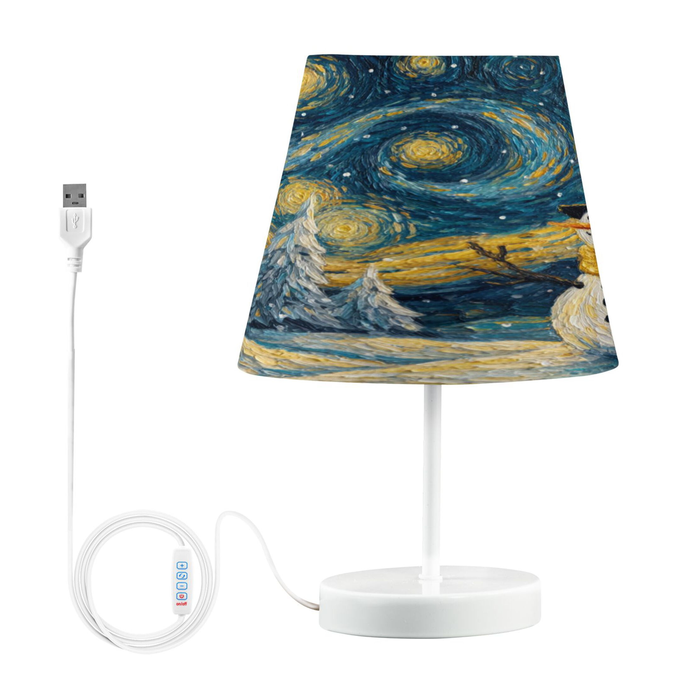 WOBOGO Starry Night Snowman Table Lamps Bedroom 3-Speed Dimmable Farm ...