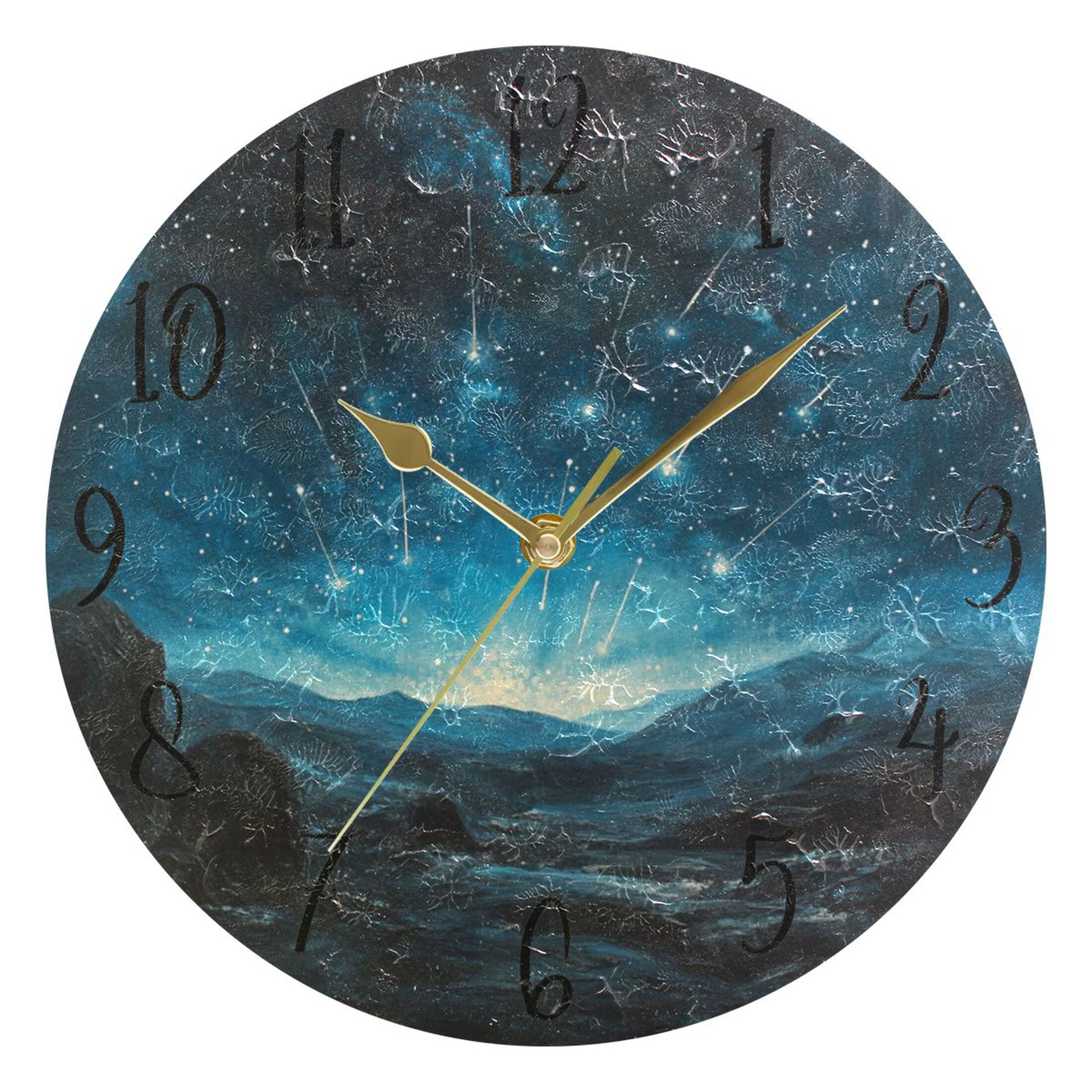 WOBOGO Starry Sky Wall Clock 10in Silent Mechanism Battery Operated ...