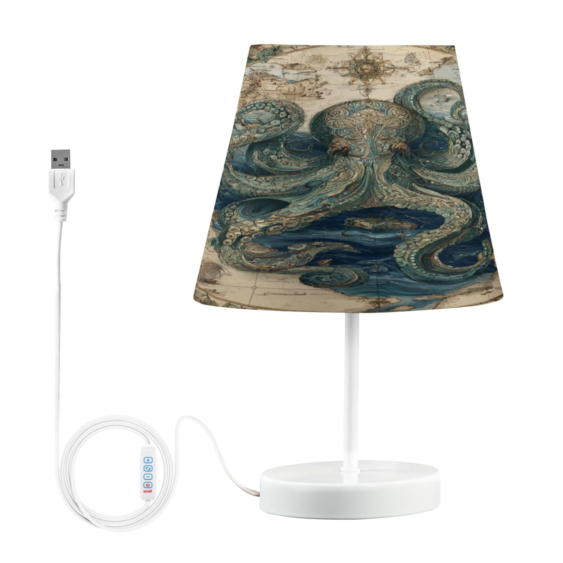 WOBOGO Steam Octopus Table Lamps Bedroom 3-Speed Dimmable Farm Style ...