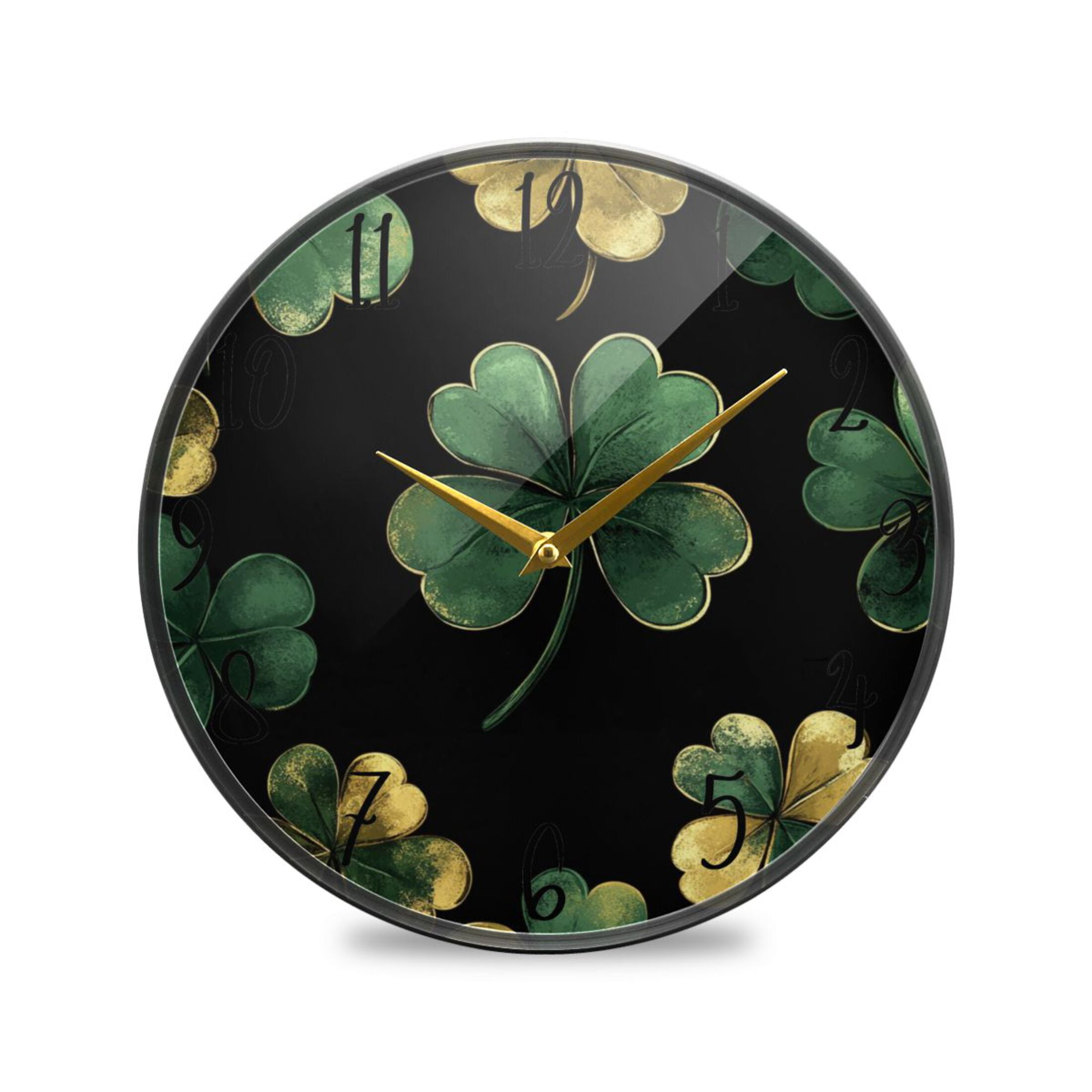WOBOGO Stpatricks Day Four Leaf Clover Acrylic Wall Clock Battery ...