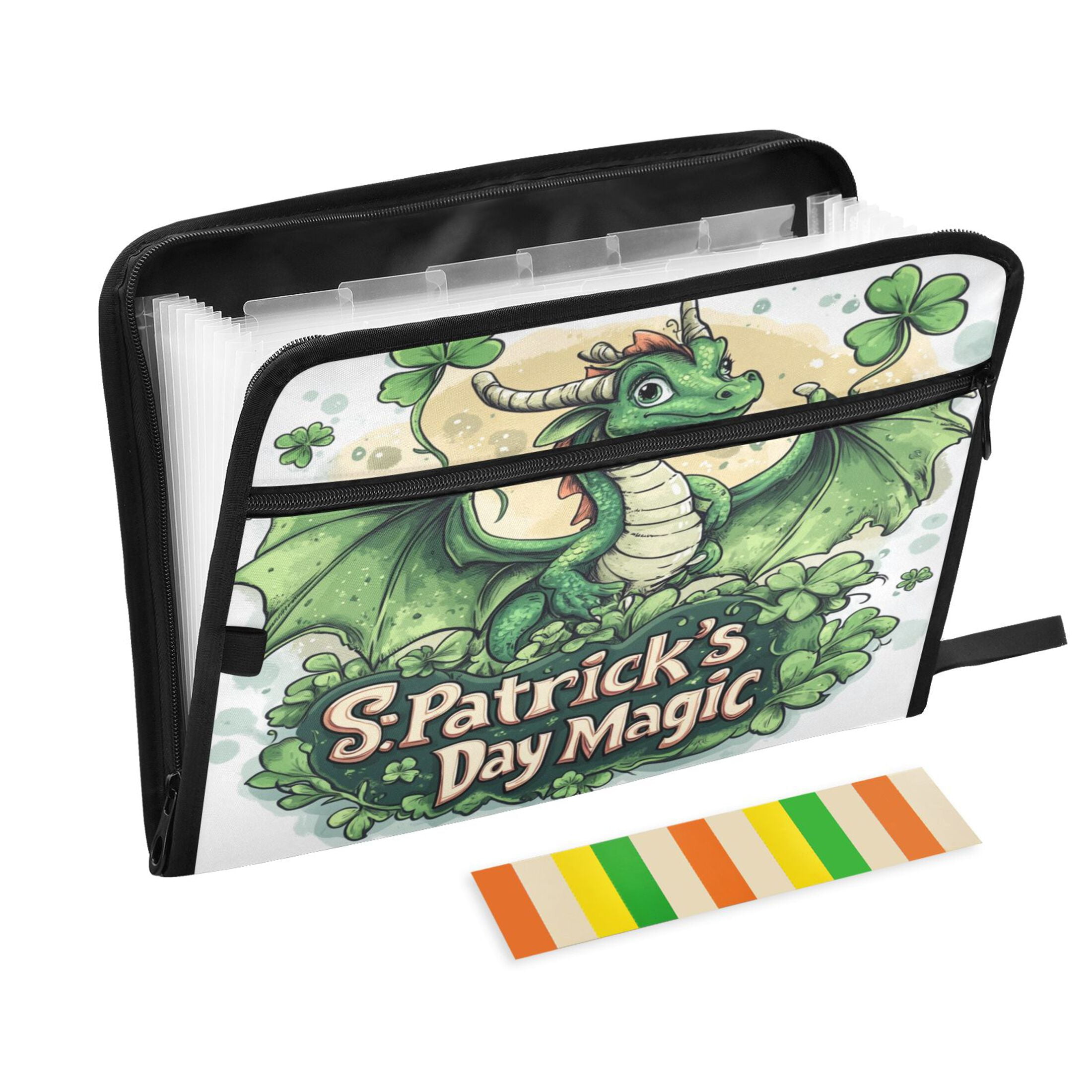WOBOGO Stpatricks Day Green Ceratopsian Expanding File Folder Letter ...