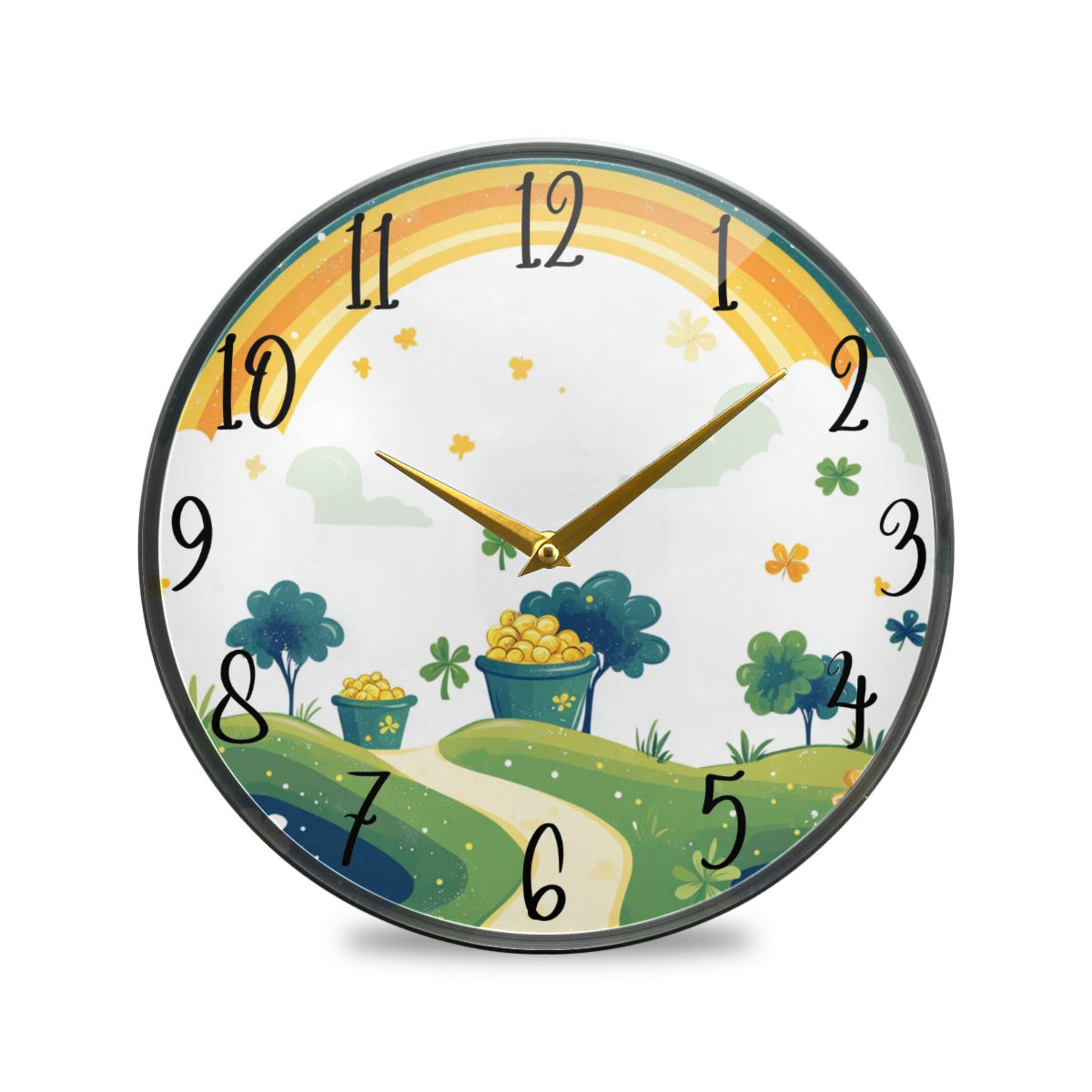 WOBOGO Stpatricks Day Wild Gold Bags Acrylic Wall Clock Battery ...