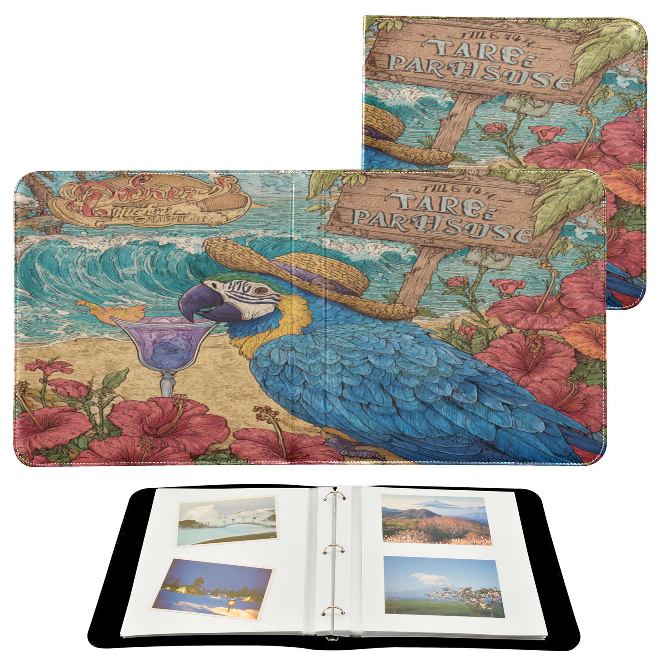 WOBOGO Straw Hat Parrot Photo Albums 20 Pages Large Capacity DIY Self ...