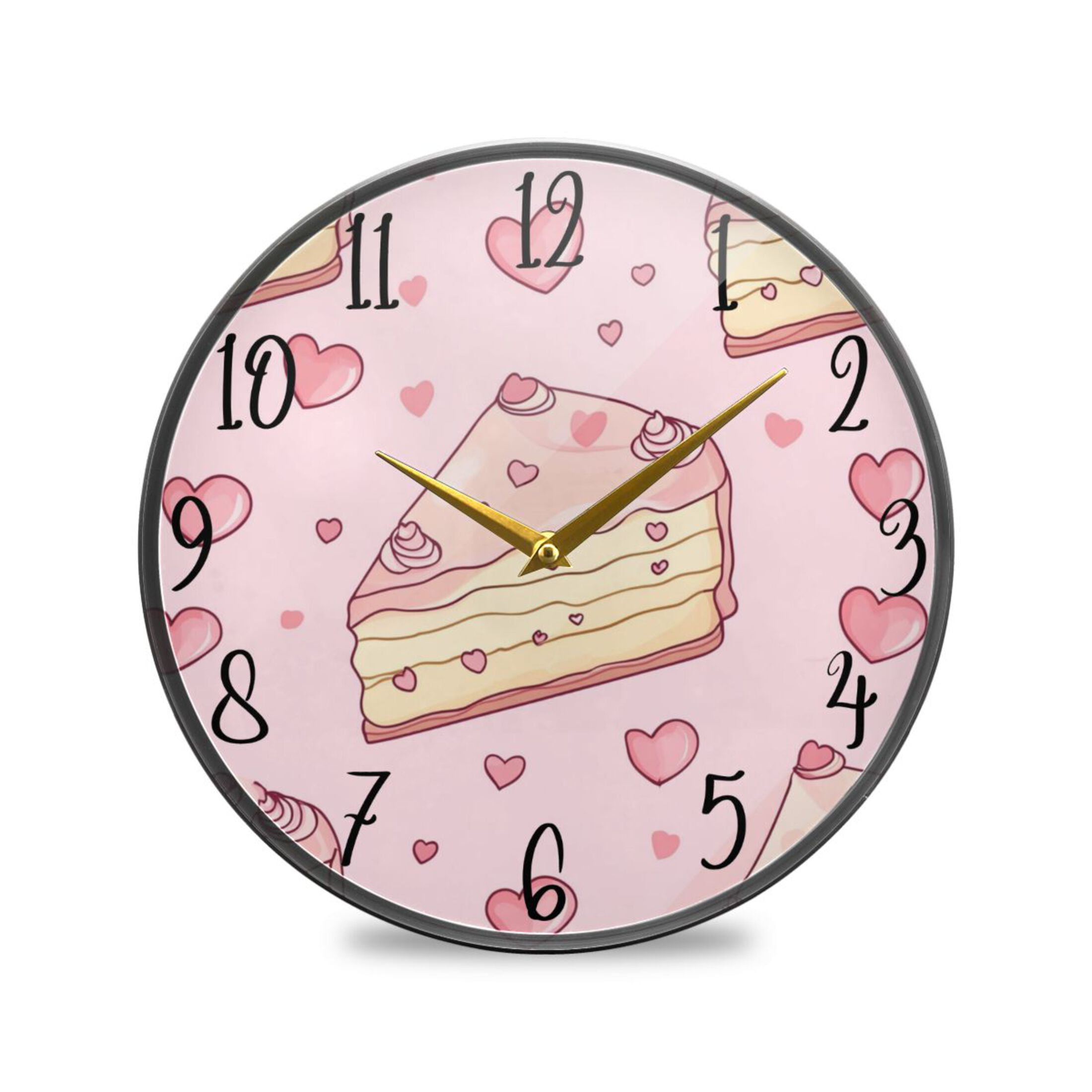 WOBOGO Strawberry Flavored Heart Cake Pattern Acrylic Wall Clock ...