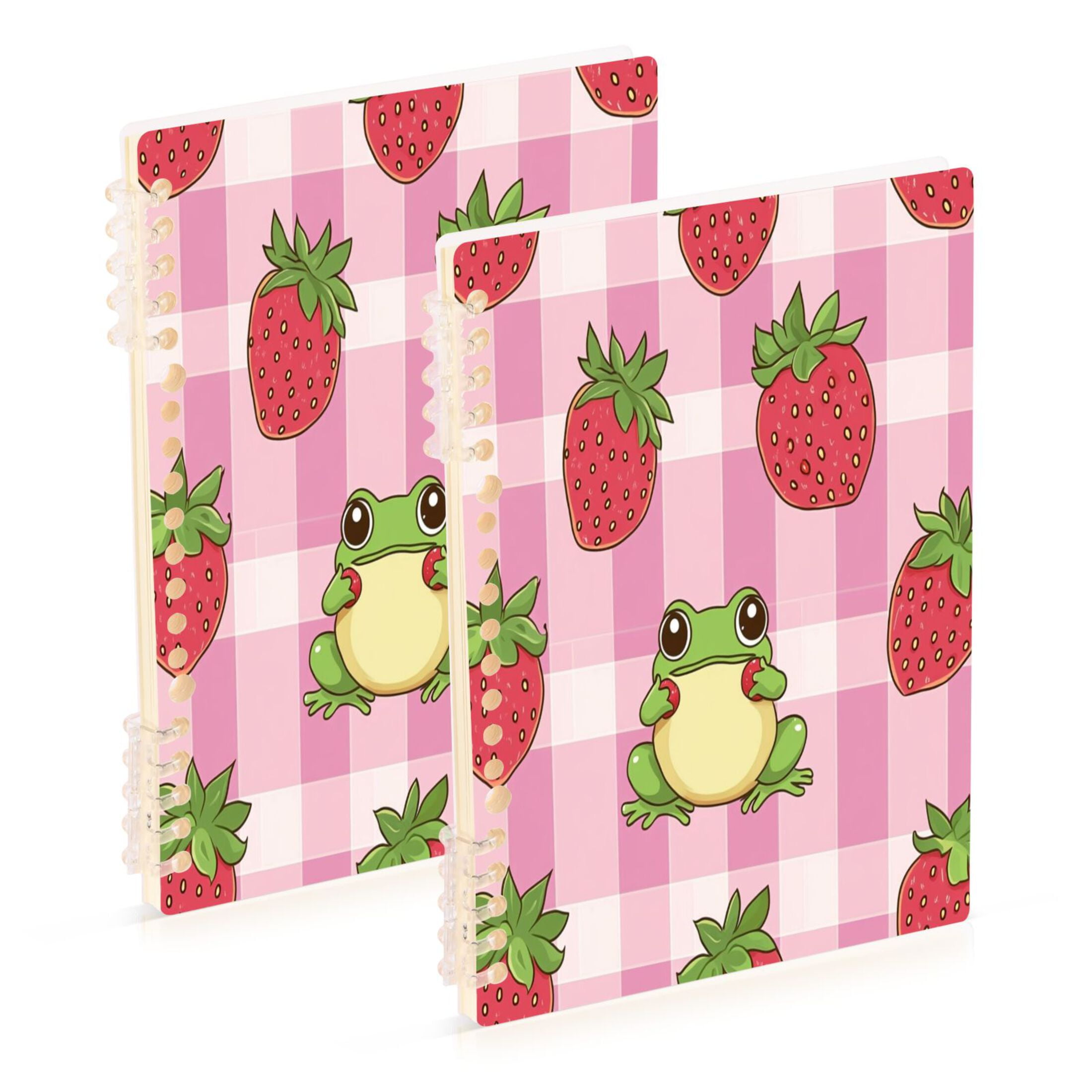WOBOGO Strawberry Frog Pattern Notebook College Horizontal Grid Paper ...