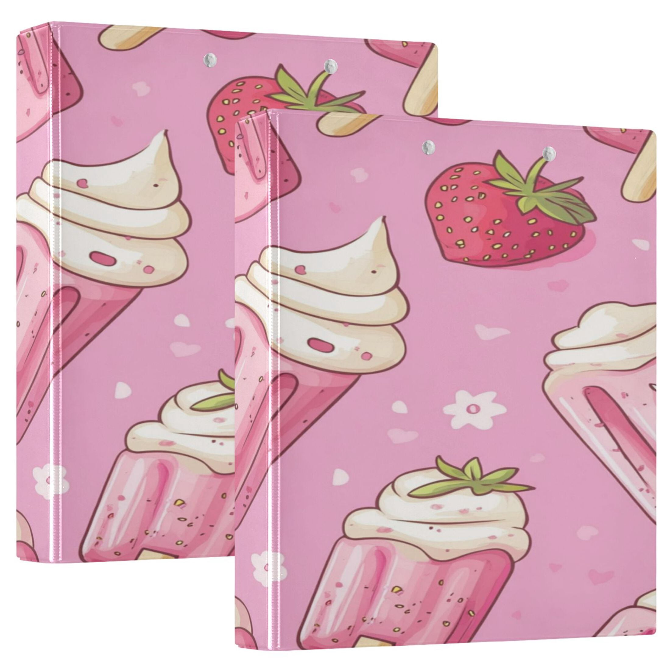 WOBOGO Strawberry Ice Cream Pattern File Folders Extra Large Capacity ...