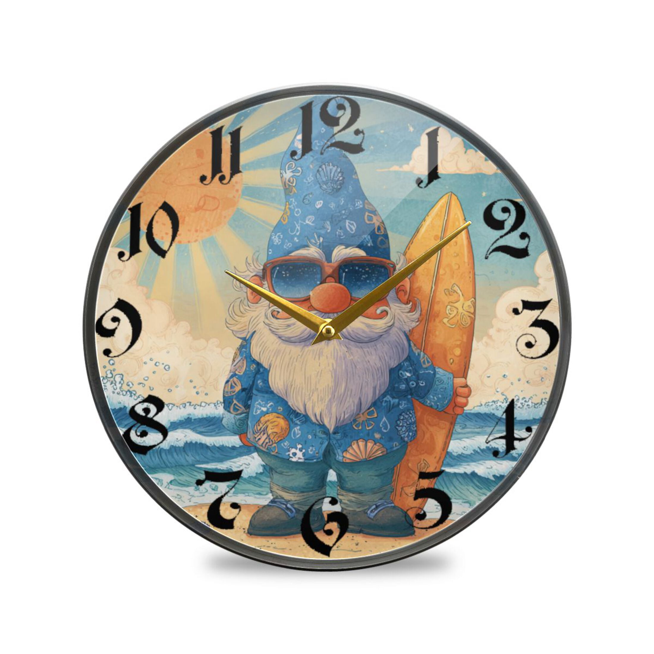 WOBOGO Summer Dwarf Acrylic Wall Clock Battery Operated 11.9in Silent ...