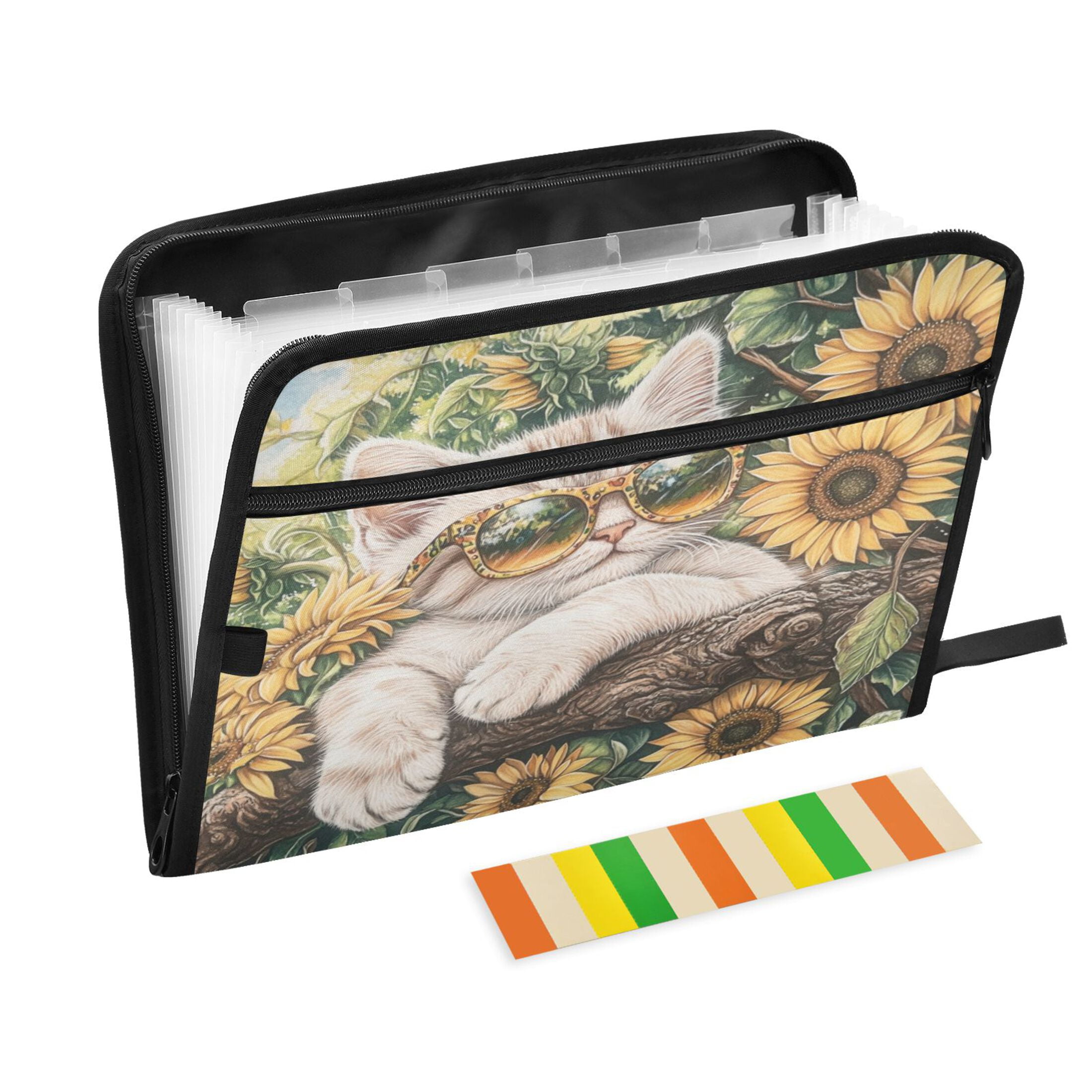 WOBOGO Sunflower Cute Kitten Expanding File Folder Letter Size ...