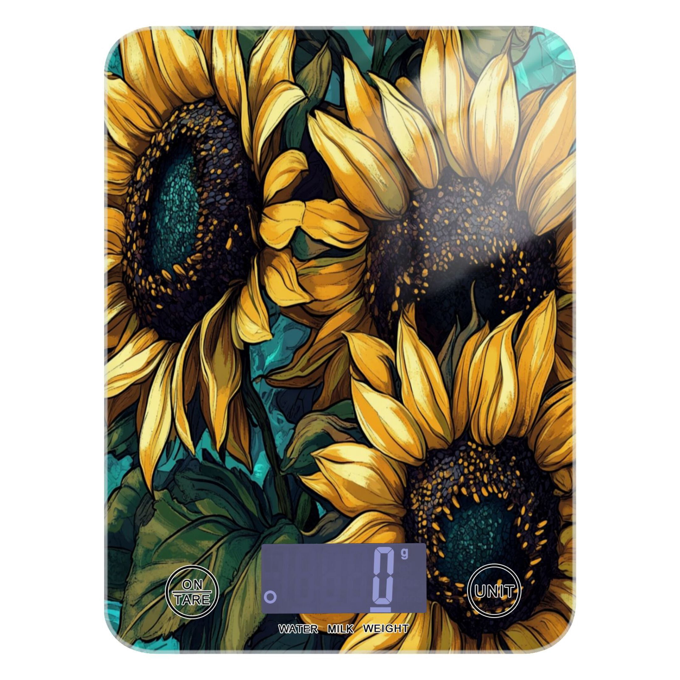 WOBOGO Sunflower Graffiti Art Kitchen Scale Digital Gram and Ounce ...