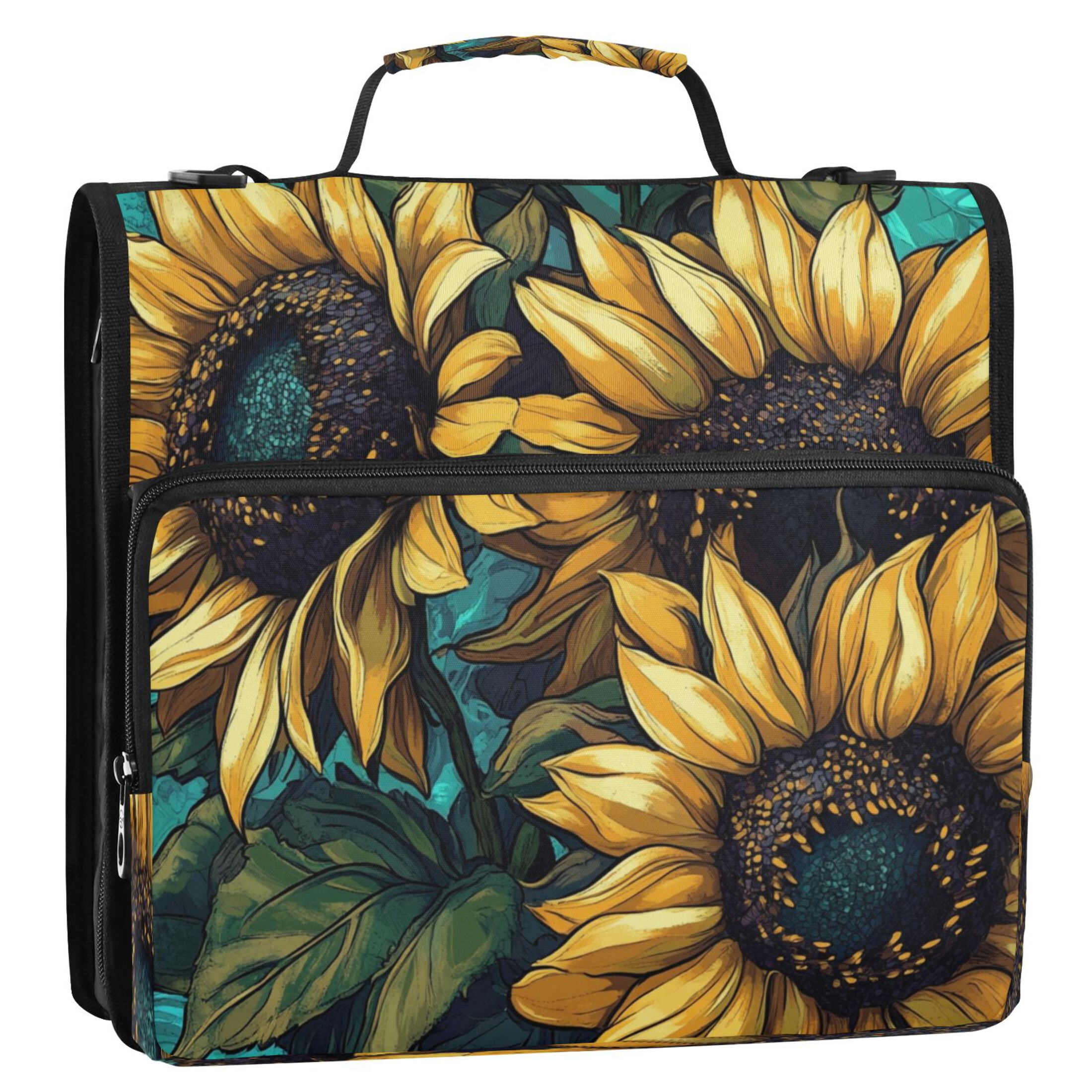 WOBOGO Sunflower Graffiti Art Ring Binder Bag 1.5in Folder Organizer ...