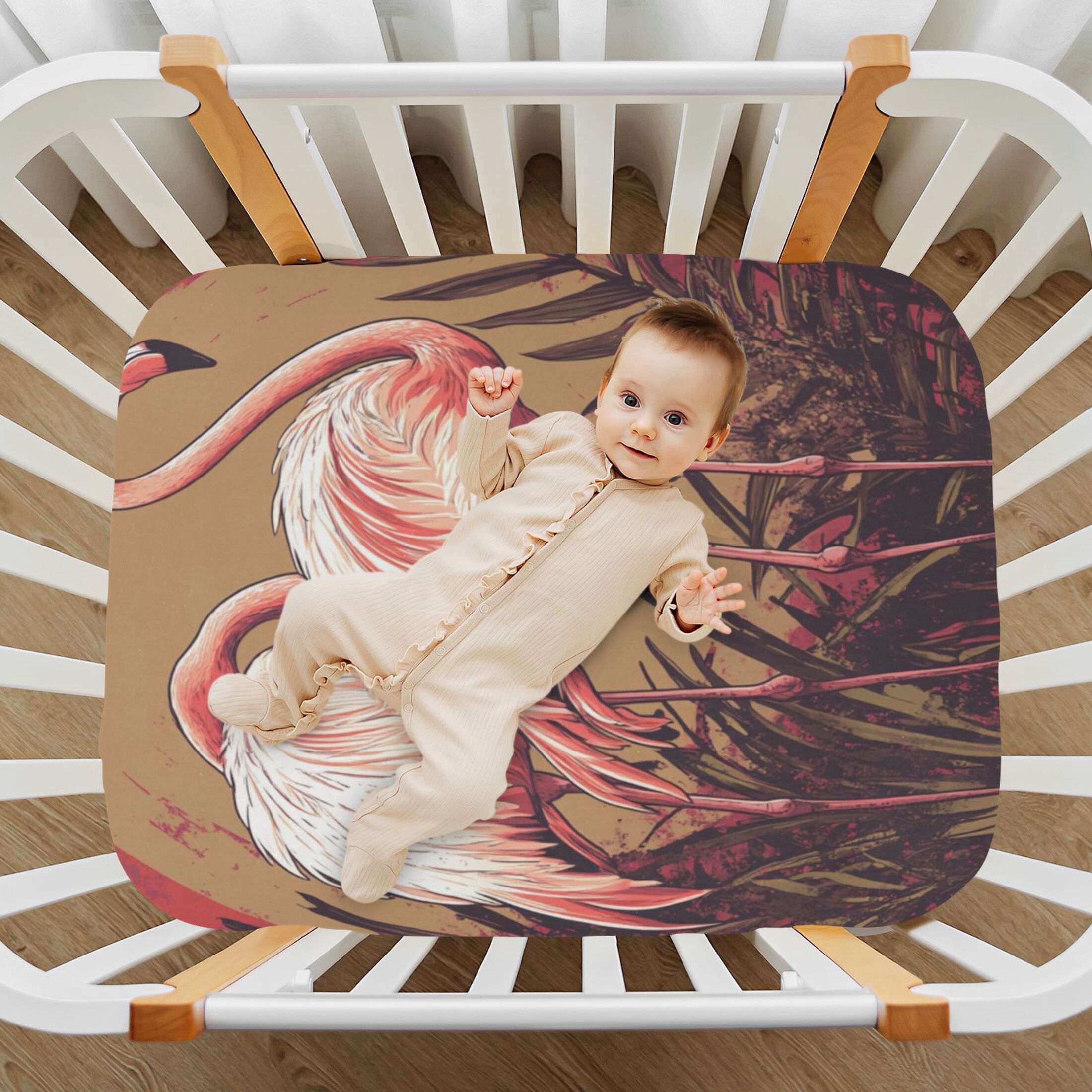 WOBOGO Sunset Flamingo Pattern Baby Crib Sheets Super Soft Microfiber ...