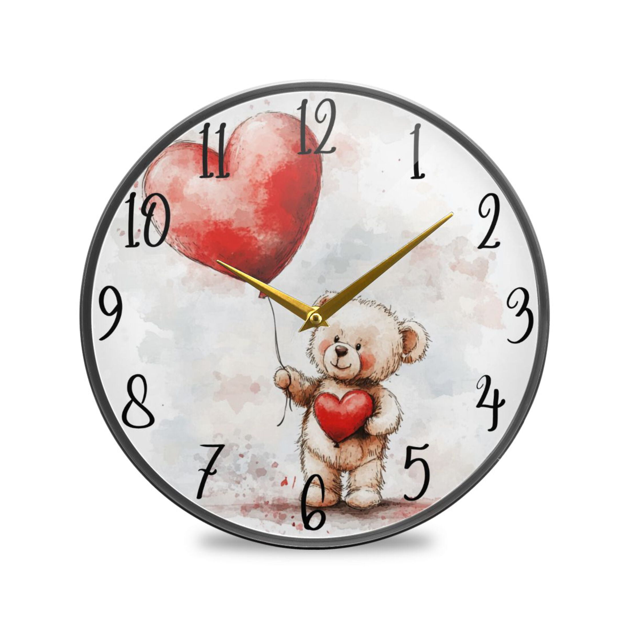 WOBOGO Teddy Bear Holding A Balloon Acrylic Wall Clock Battery Operated ...
