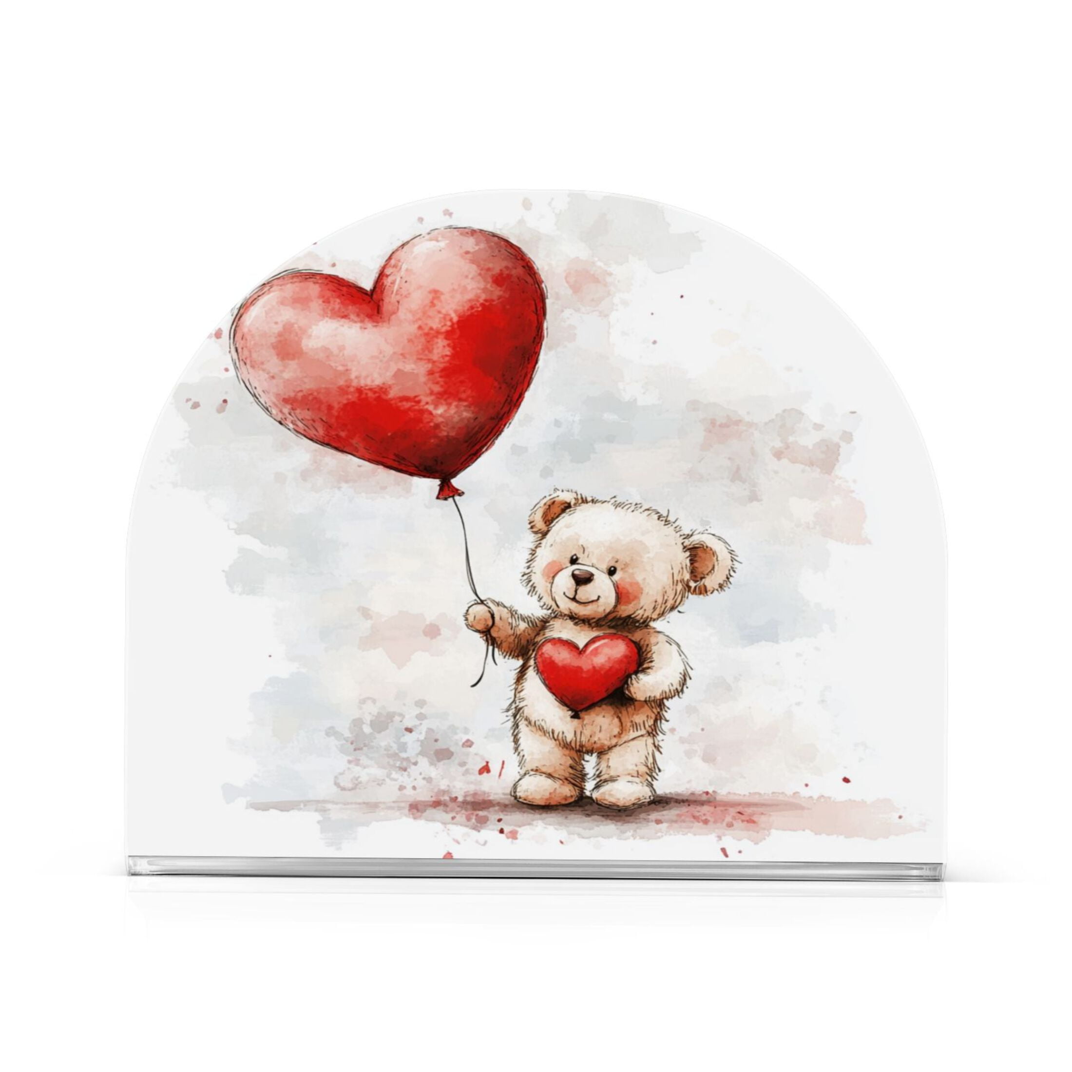 WOBOGO Teddy Bear Holding A Balloon Clear Acrylic Napkin Holder Kitchen ...