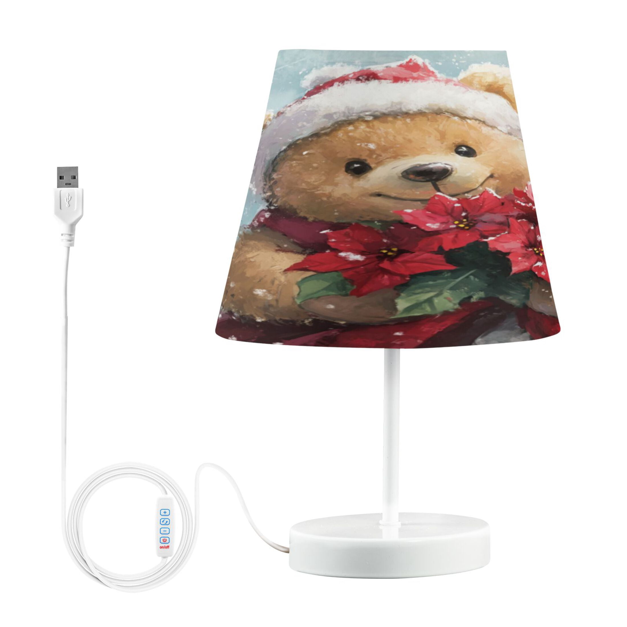 WOBOGO Teddy Bear Holding Flowers Table Lamps Bedroom 3-Speed Dimmable ...