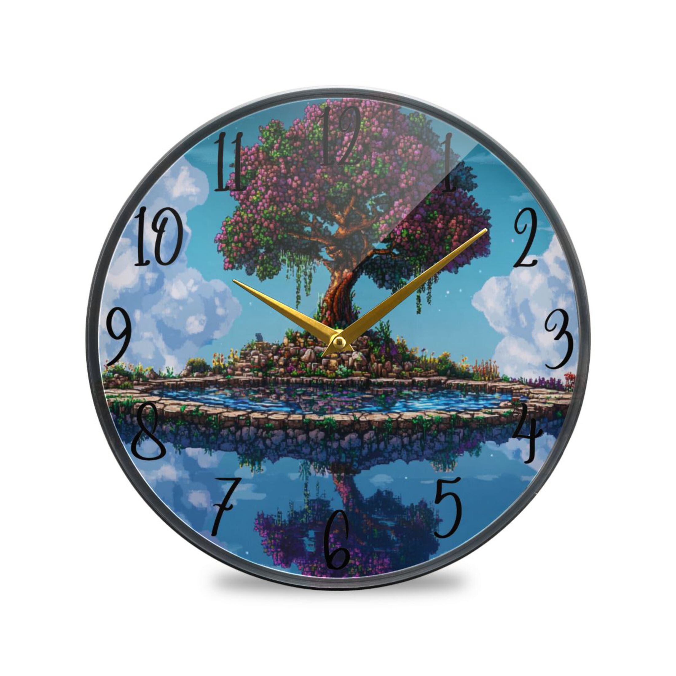 WOBOGO Terraria Style Tree Acrylic Wall Clock Battery Operated 11.9in ...