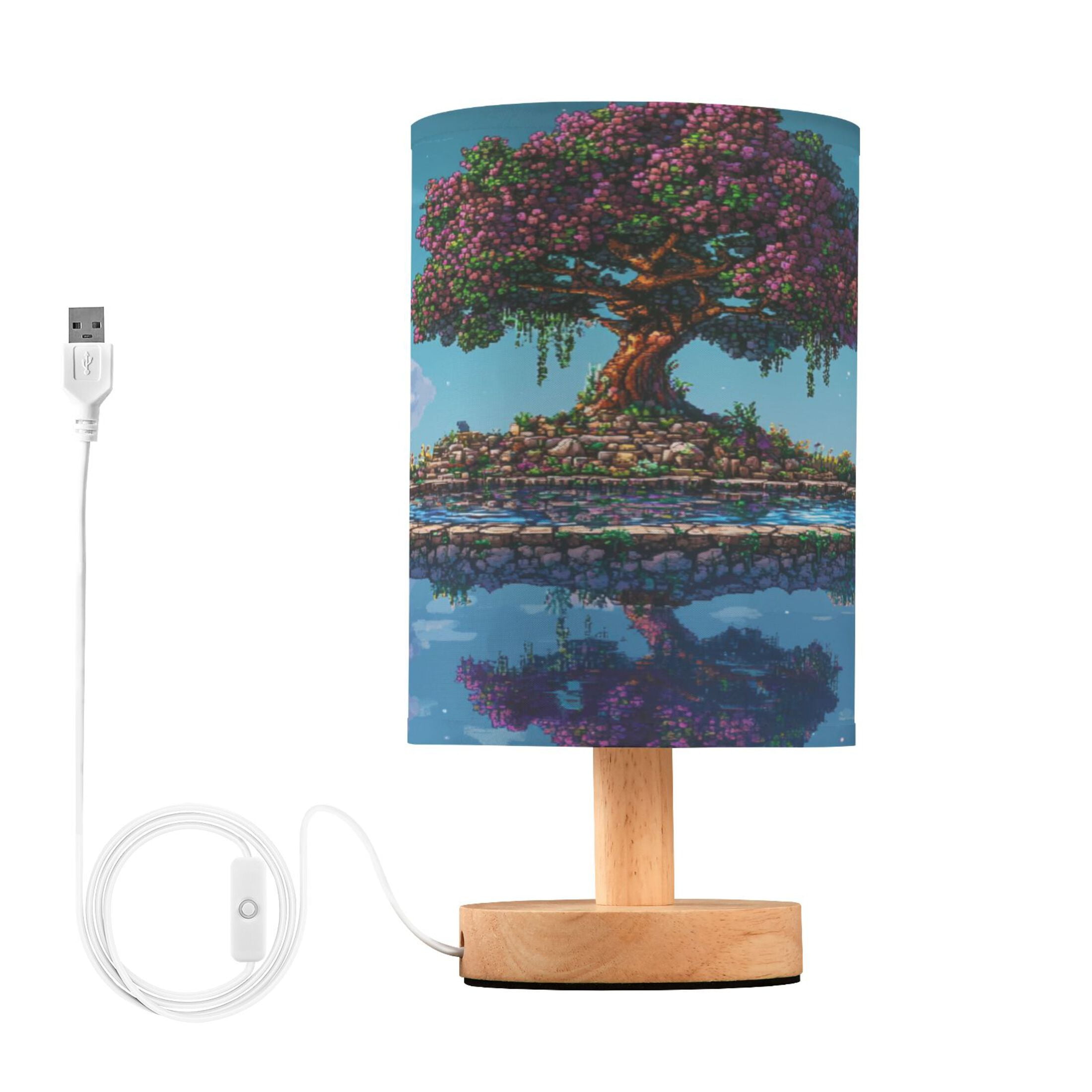 WOBOGO Terraria Style Tree Bedroom Table Lamp USB Power Connector ...