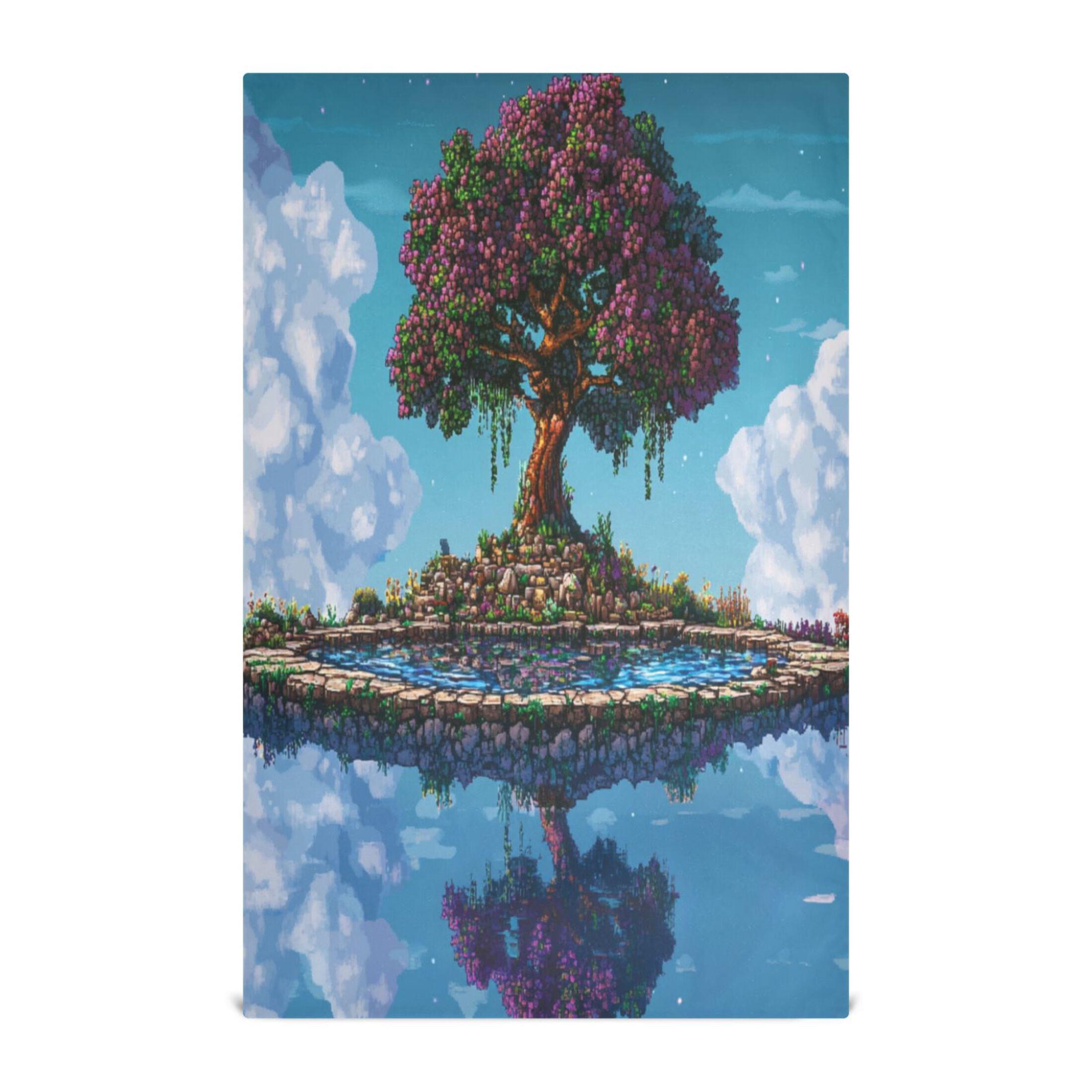 WOBOGO Terraria Style Tree Kitchen Towel 4 Piece Large Cotton Dishcloth ...