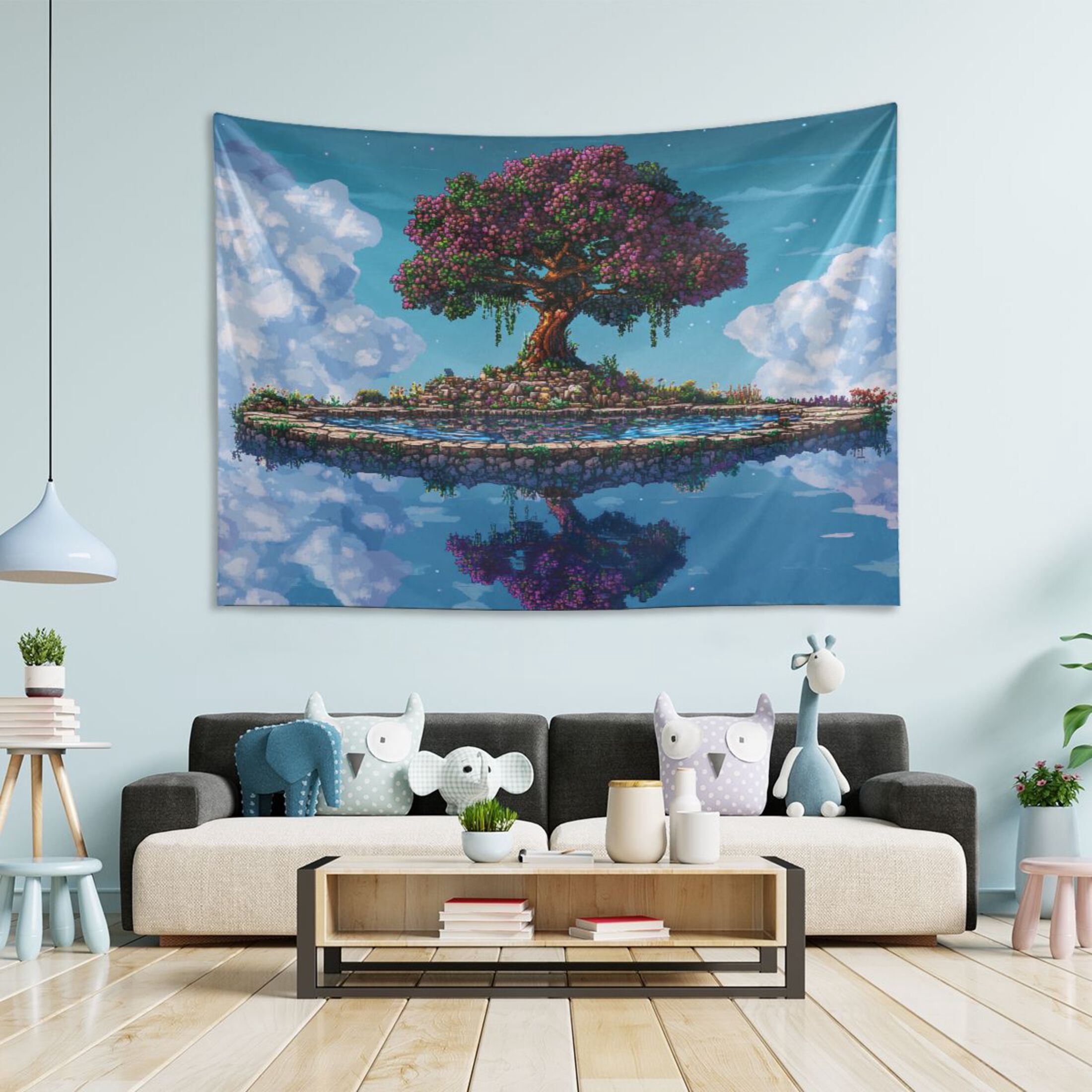 WOBOGO Terraria Style Tree Tapestry 90×60in Home Living Room Bedroom ...