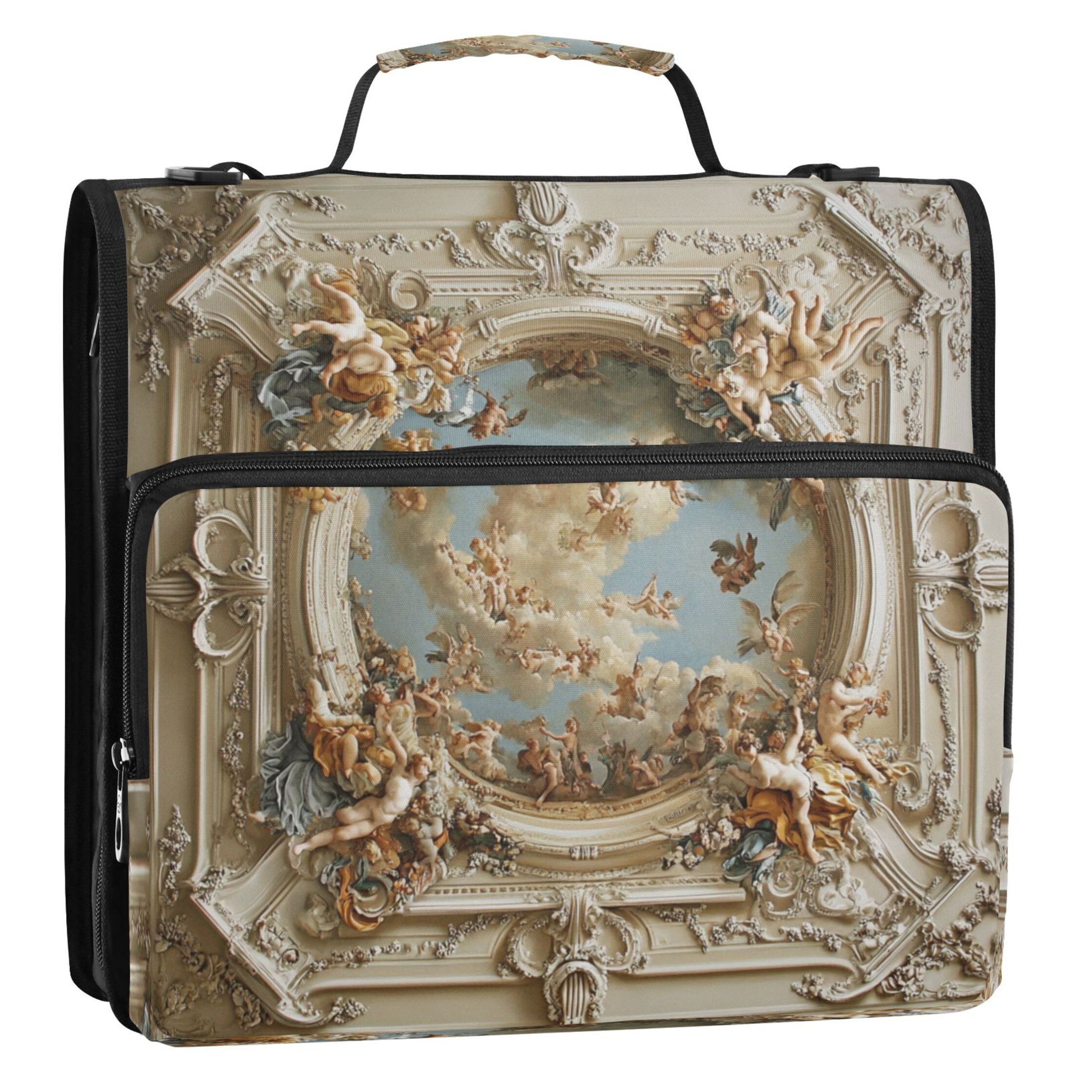 WOBOGO The Baroque Pattern Ring Binder Bag 1.5in Folder Organizer with ...