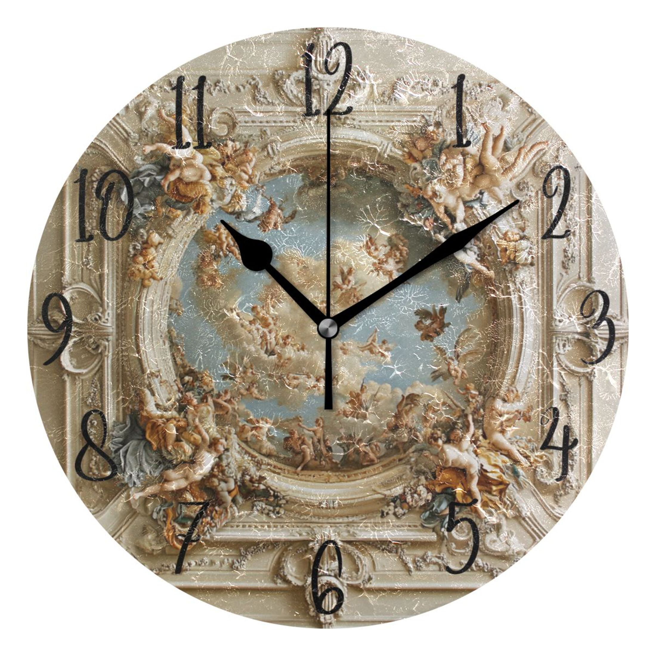 WOBOGO The Baroque Pattern Wall Clock 10in Silent Mechanism Battery ...