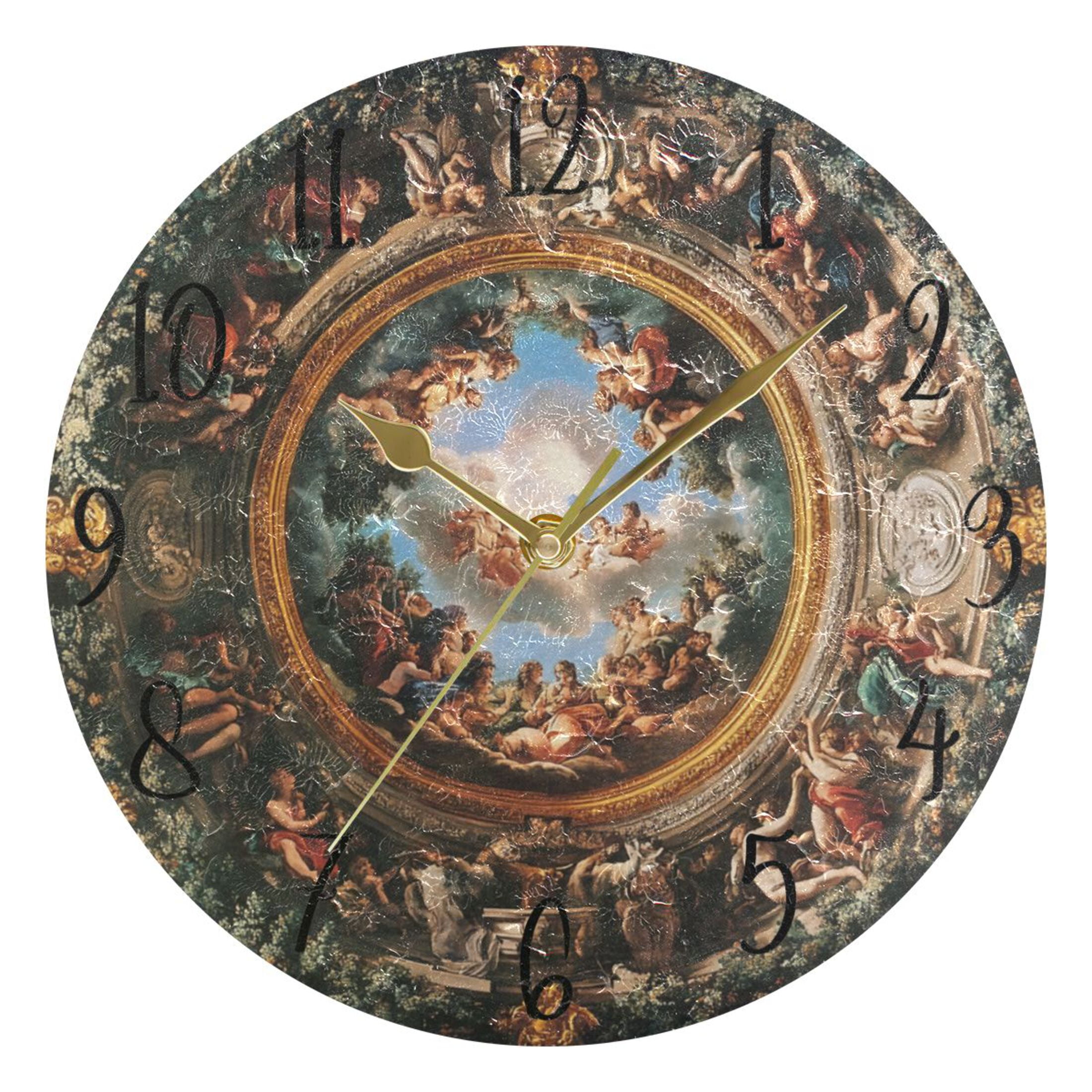 WOBOGO The Baroque Pattern Wall Clock 10in Silent Mechanism Battery ...