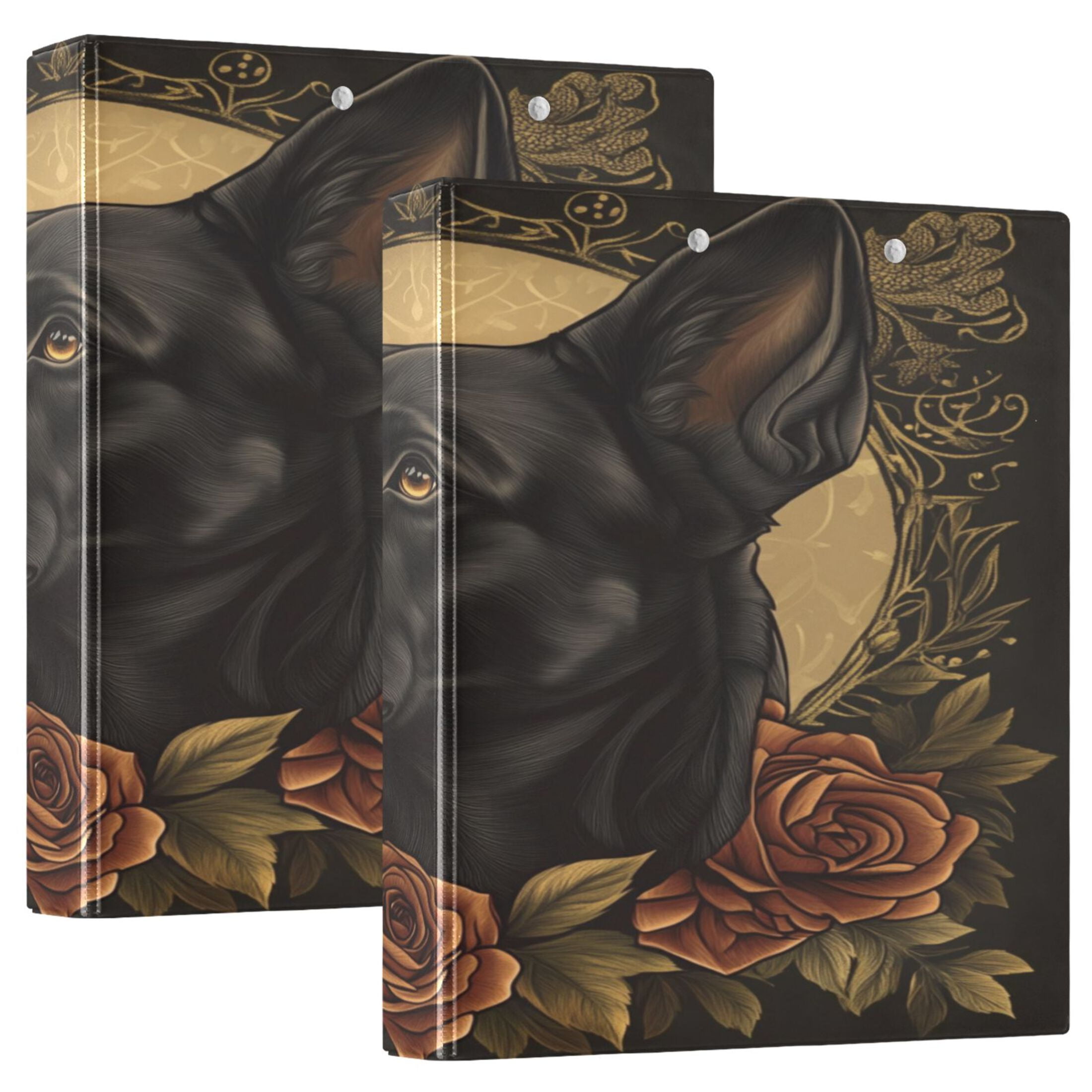 WOBOGO The Black Dog with Red Rose File Folders Extra Large Capacity to ...
