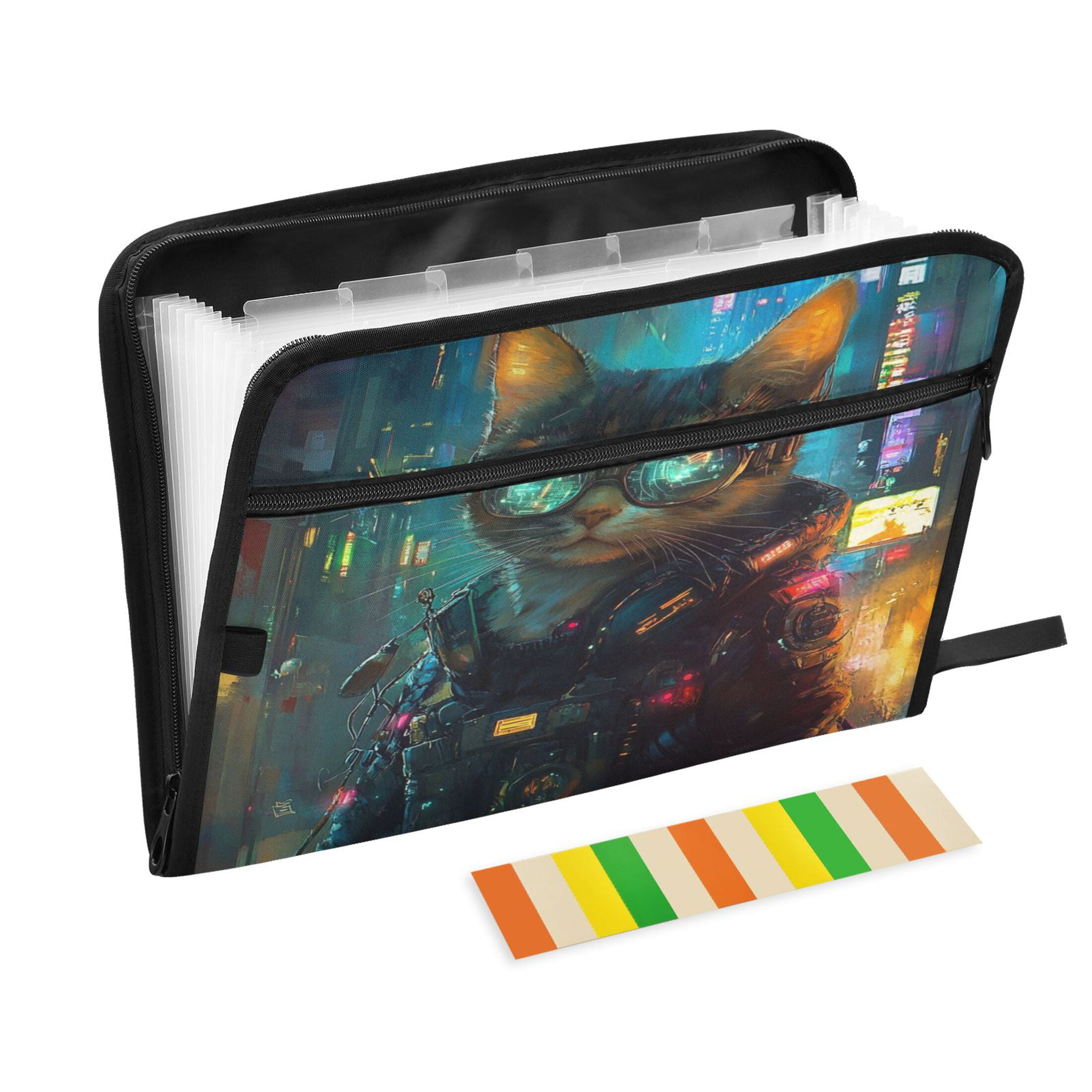 WOBOGO The Cyberpunk Cat Expanding File Folder Letter Size Accordion ...