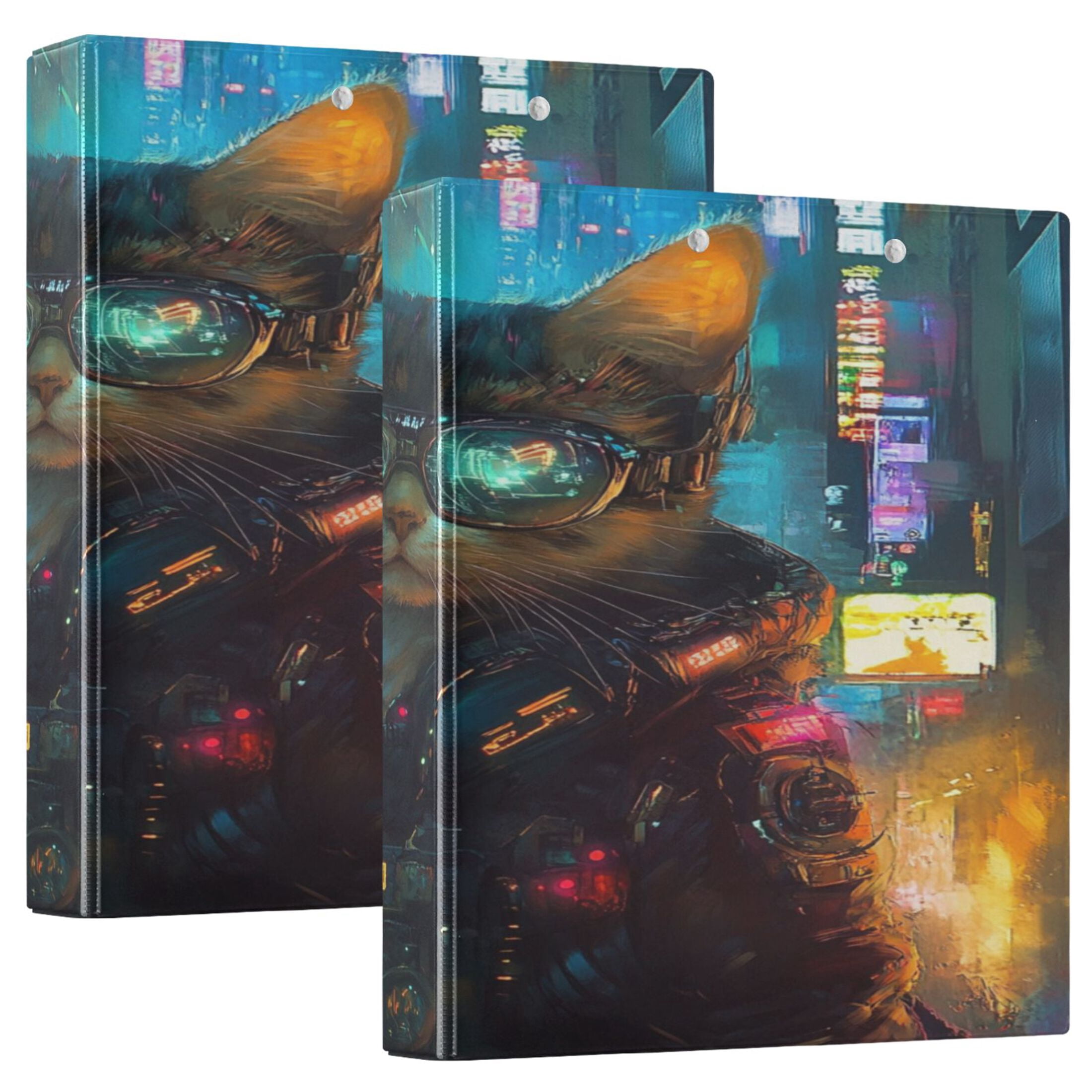 WOBOGO The Cyberpunk Cat File Folders Extra Large Capacity to Hold 200 ...
