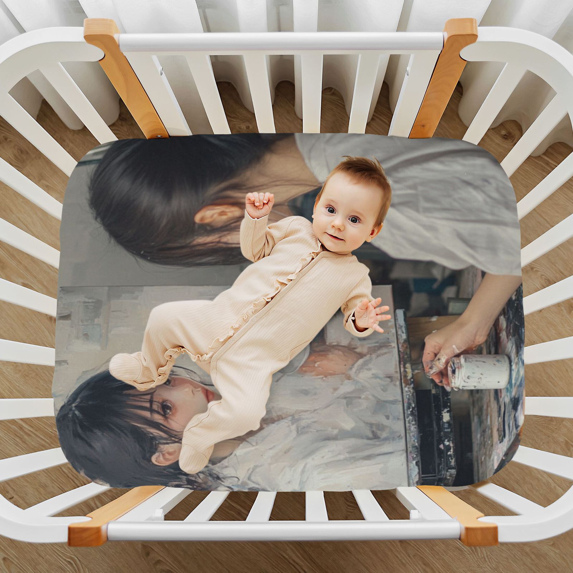 WOBOGO The Lass Who Paints Baby Crib Sheets Super Soft Microfiber ...