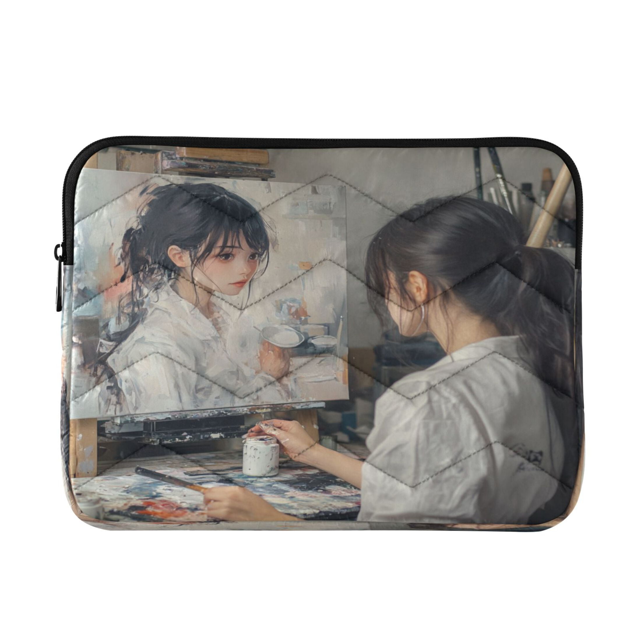 WOBOGO The Lass Who Paints Laptop Sleeve 13.4 inch Lightweight Zipper ...