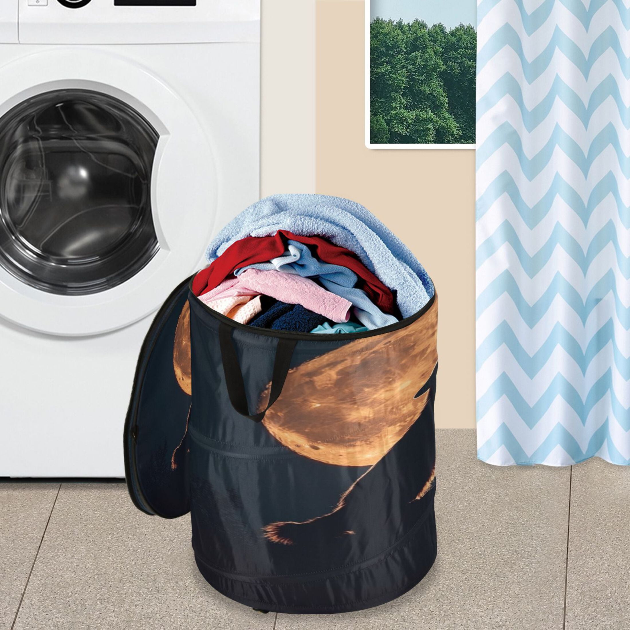 WOBOGO The Legend Of Starving Wolf Foldable Laundry Baskets with Carry ...