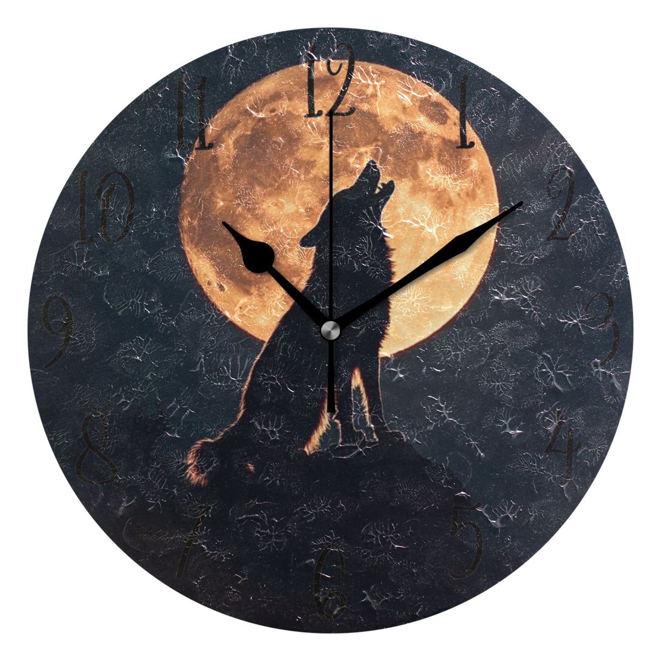 WOBOGO The Legend Of Starving Wolf Wall Clock 10in Silent Mechanism ...