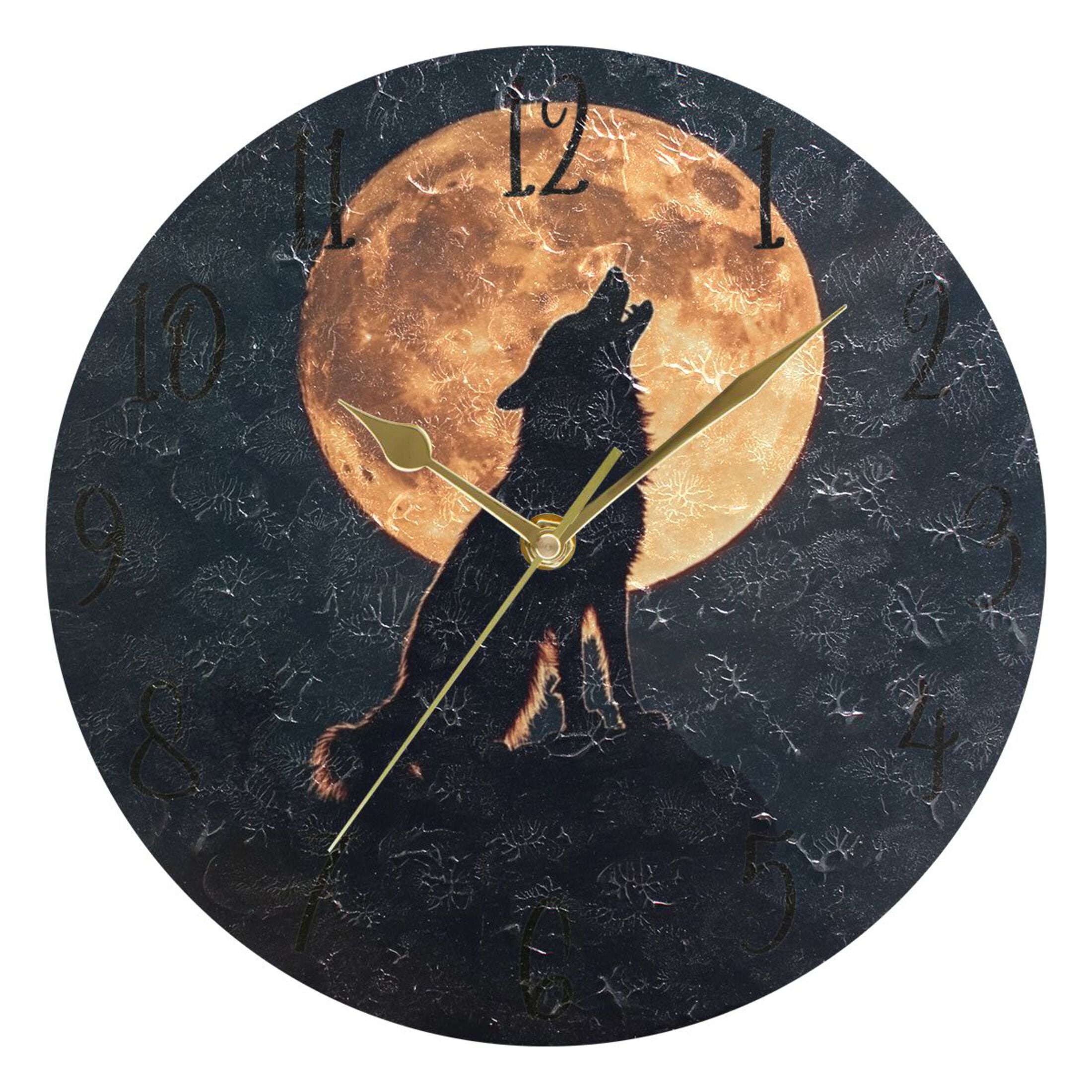 WOBOGO The Legend Of Starving Wolf Wall Clock 10in Silent Mechanism ...