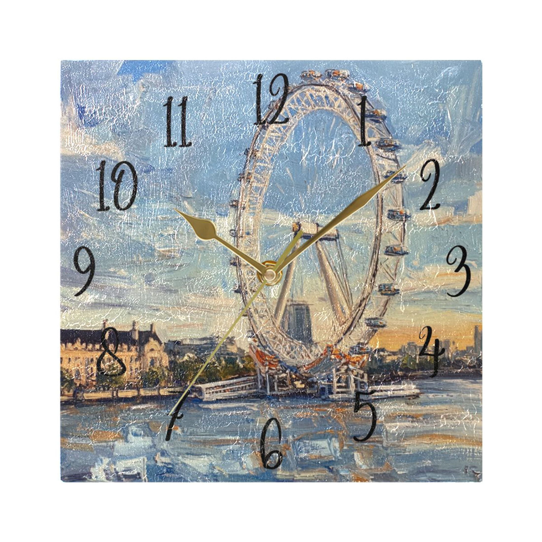 WOBOGO The London Eye Wall Clock 7.78 Inch Battery Operated Silent Unit ...