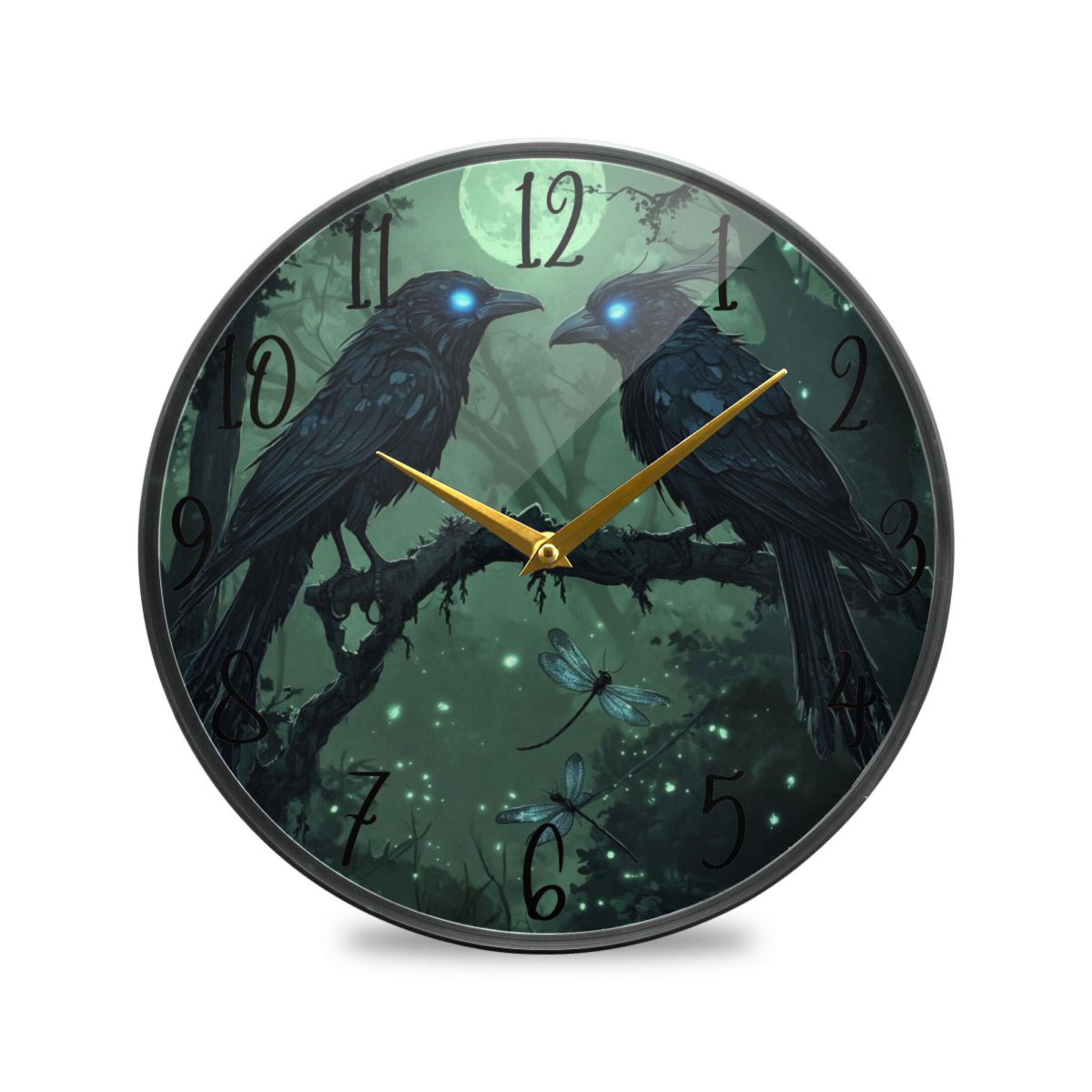 WOBOGO The Midnight Crow Acrylic Wall Clock Battery Operated 9.5in ...