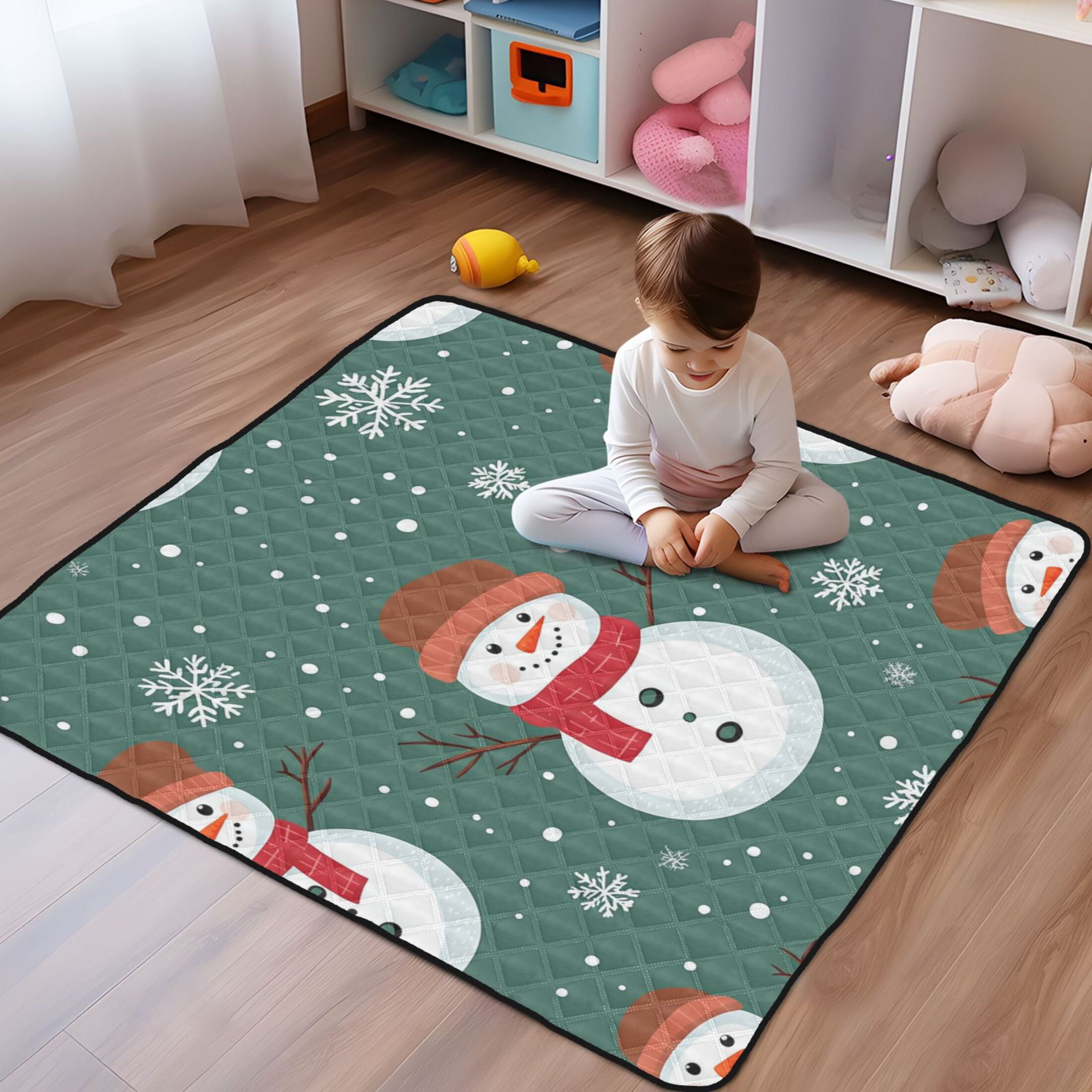 WOBOGO The Pattern Of Snowman with Christmas Theme Baby Playmats Extra ...