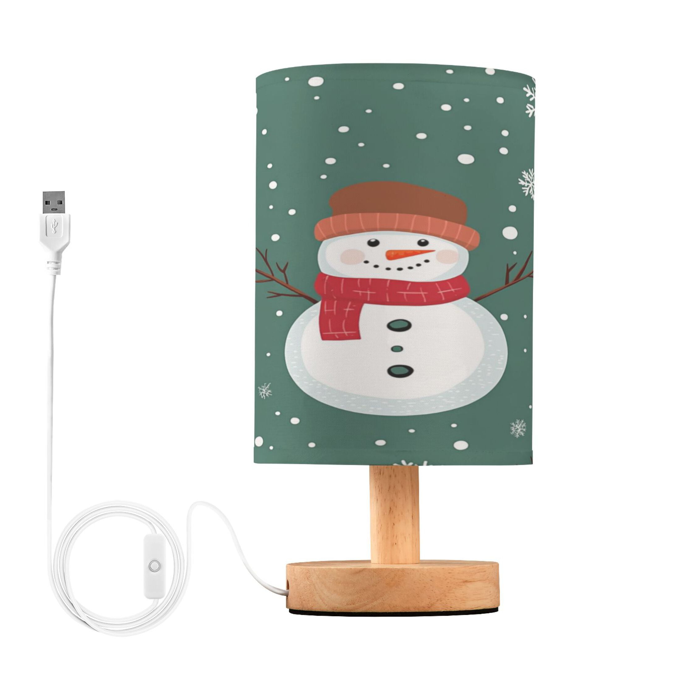 WOBOGO The Pattern Of Snowman with Christmas Theme Bedroom Table Lamp ...
