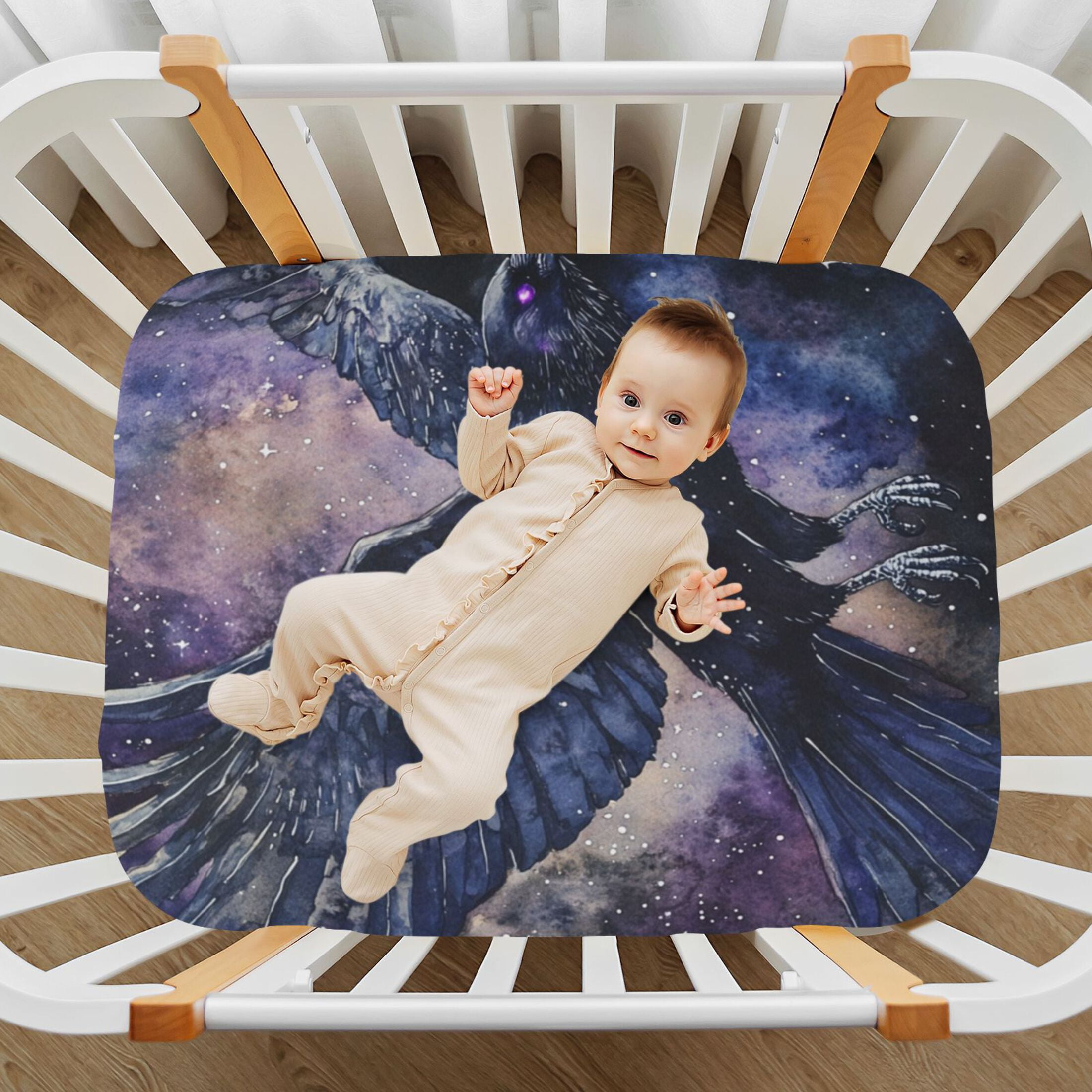 WOBOGO The Starry Night Crow Baby Crib Sheets Super Soft Microfiber ...