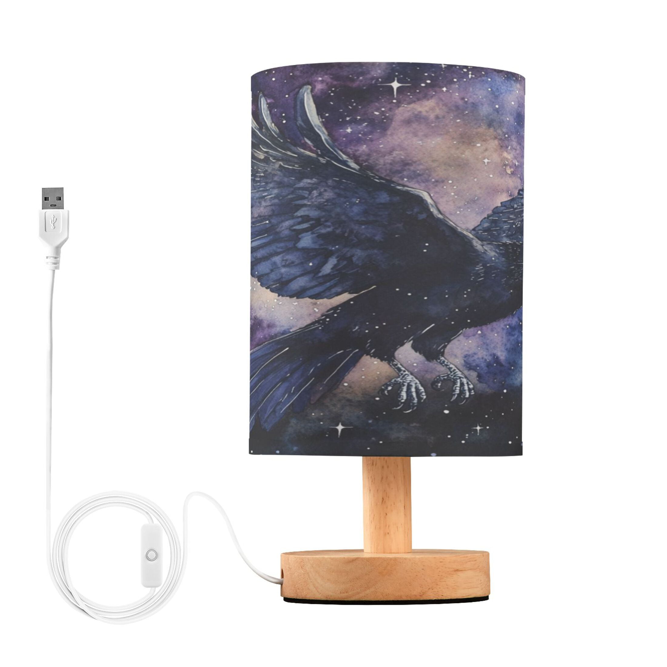 WOBOGO The Starry Night Crow Bedroom Table Lamp USB Power Connector ...