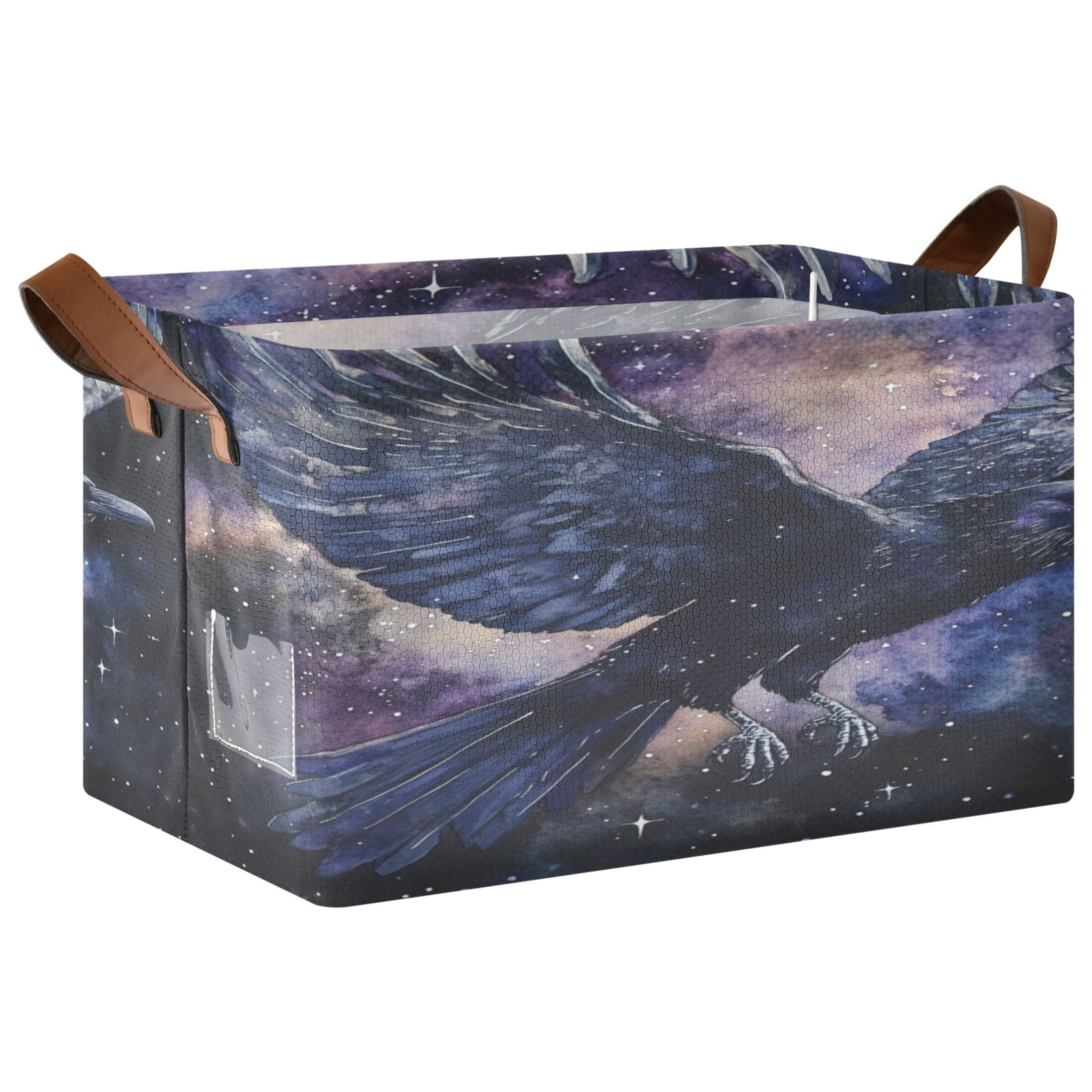WOBOGO The Starry Night Crow Storage Basket 16.9×11.4×10in Collapsible ...