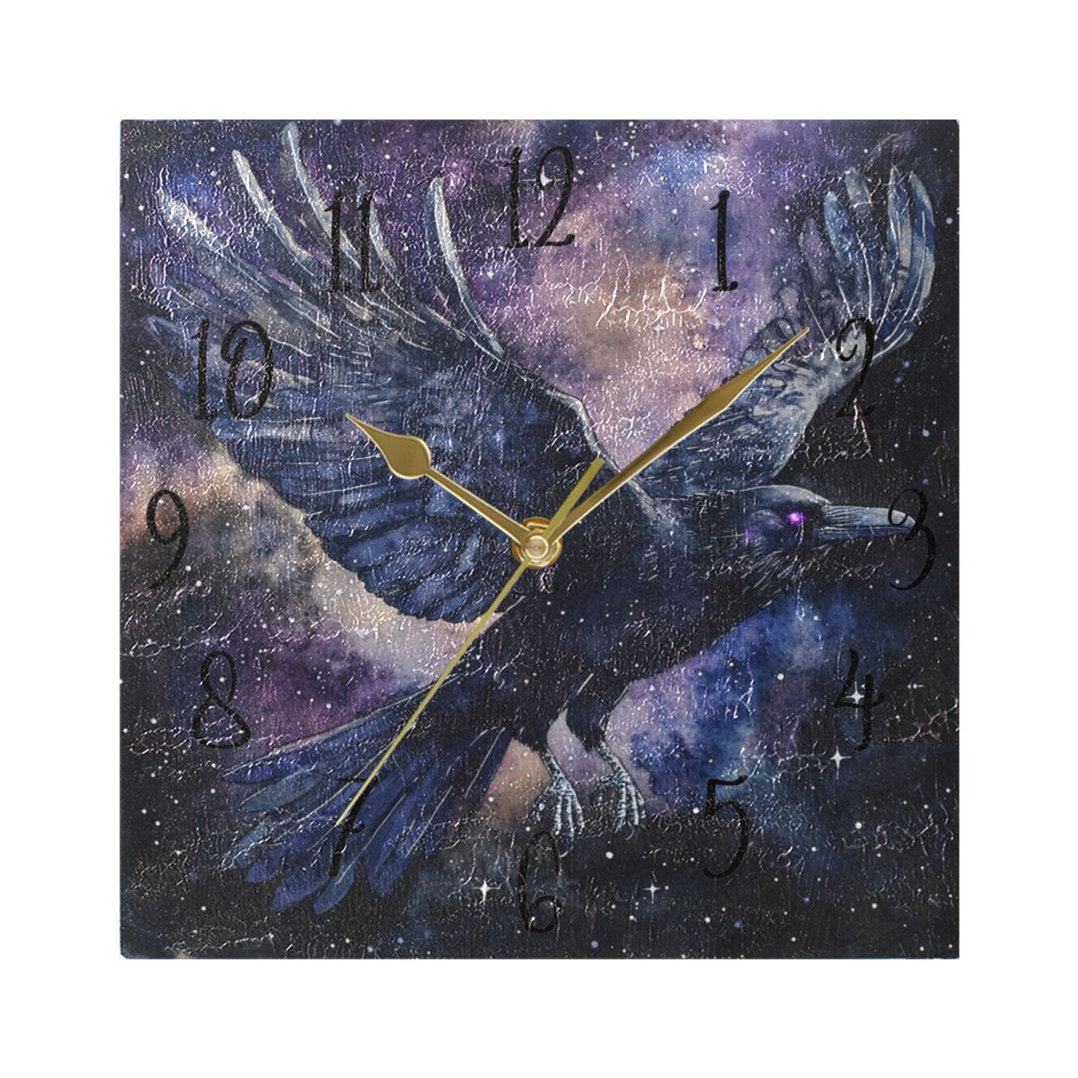 WOBOGO The Starry Night Crow Wall Clock 7.78 Inch Battery Operated ...